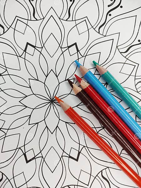 Mandala Coloring with Colored Pencils Stock Photo - Image of colored ...