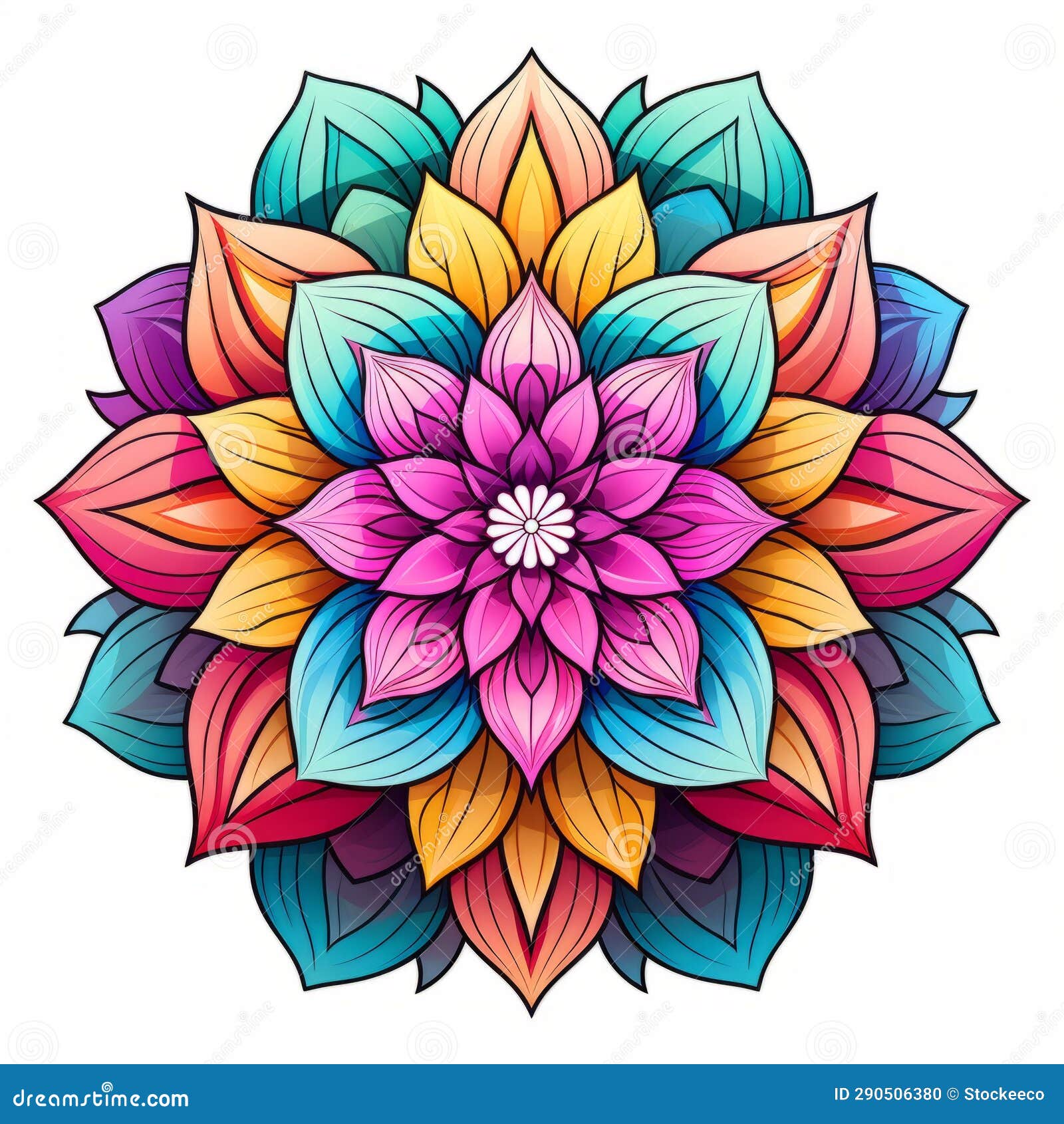 Cone Mandala Coloring Page - Simple Patterns with Central Symmetry Stock Illustration ...