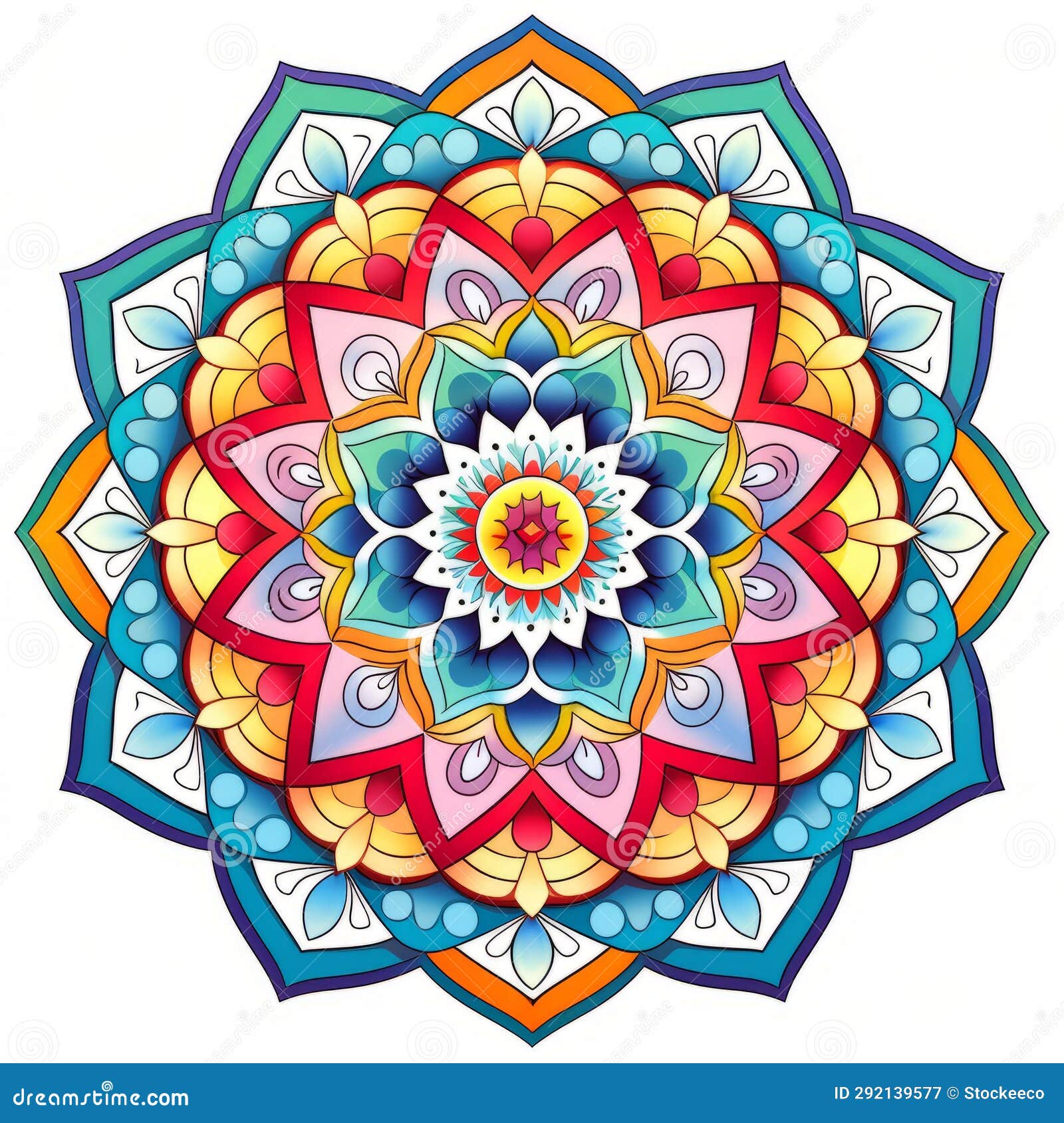 Colorful and Detailed Mandala Coloring Designs in Cartoon Style Stock ...
