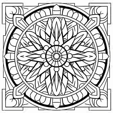 Mandala Coloring Page with Rectangular Prism Geometric Patterns Inside ...