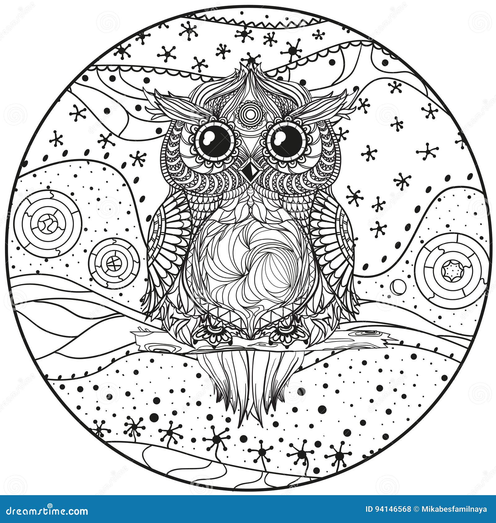 Mandala con el búho ilustración del vector. Ilustración de animal ...
