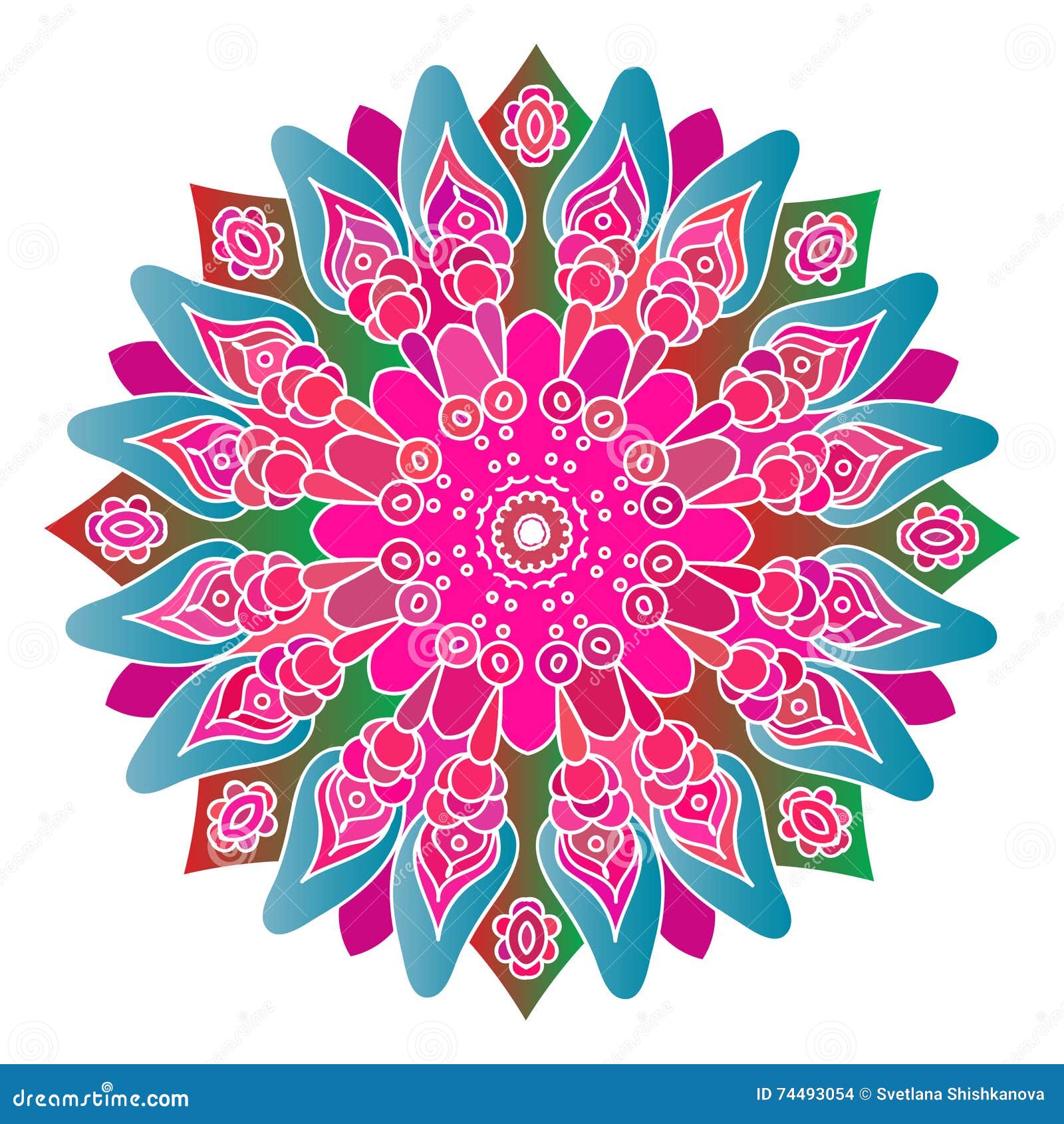 Mandala Cor-de-rosa E Azul Brilhante No Fundo Branco Ilustração do ...