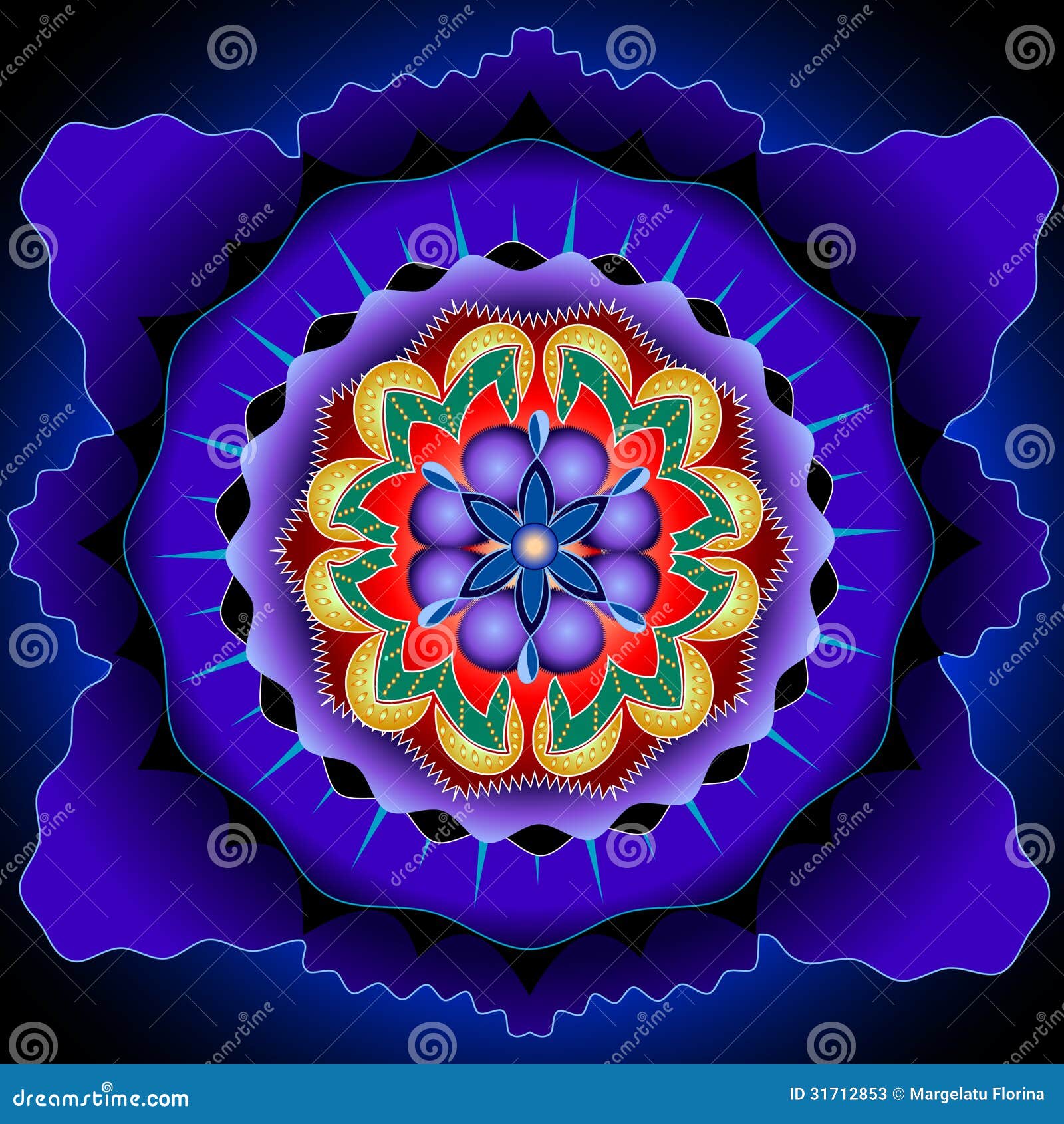 Mandala core stock vector. Illustration of blue, energy - 31712853