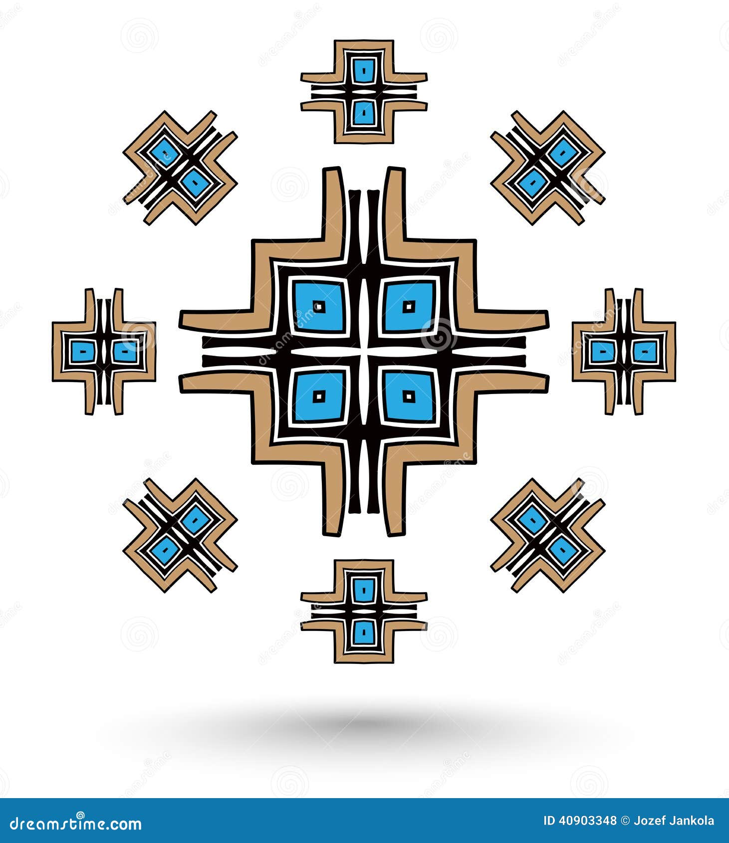 Mandala cruzada azteca stock de ilustración. Ilustración de tribal ...