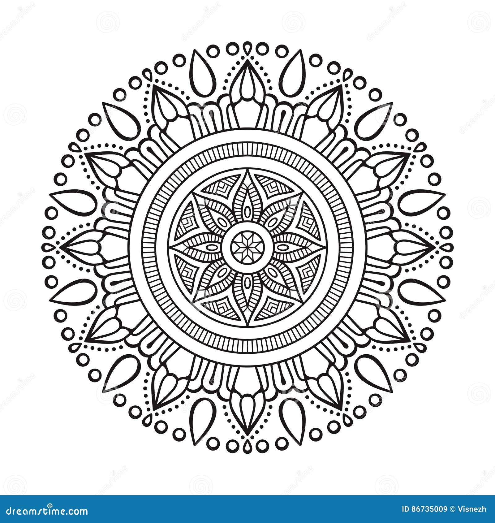 Mandala D'Indien De Vecteur Illustration de Vecteur - Illustration du ...
