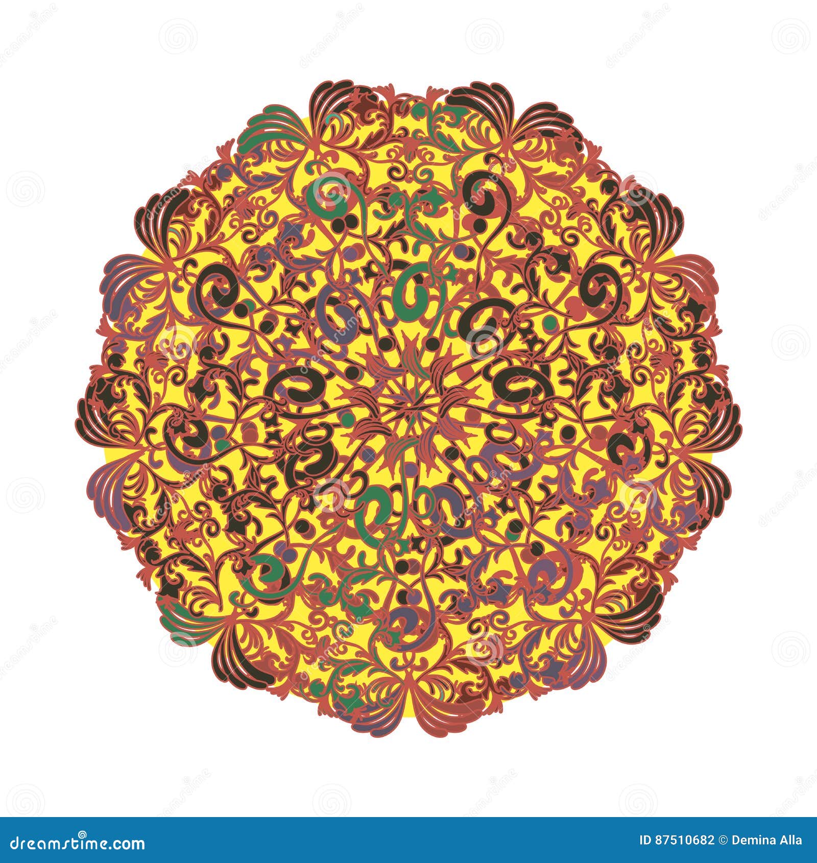 Mandala Dark Brown on Wight Stock Vector - Illustration of geometric ...