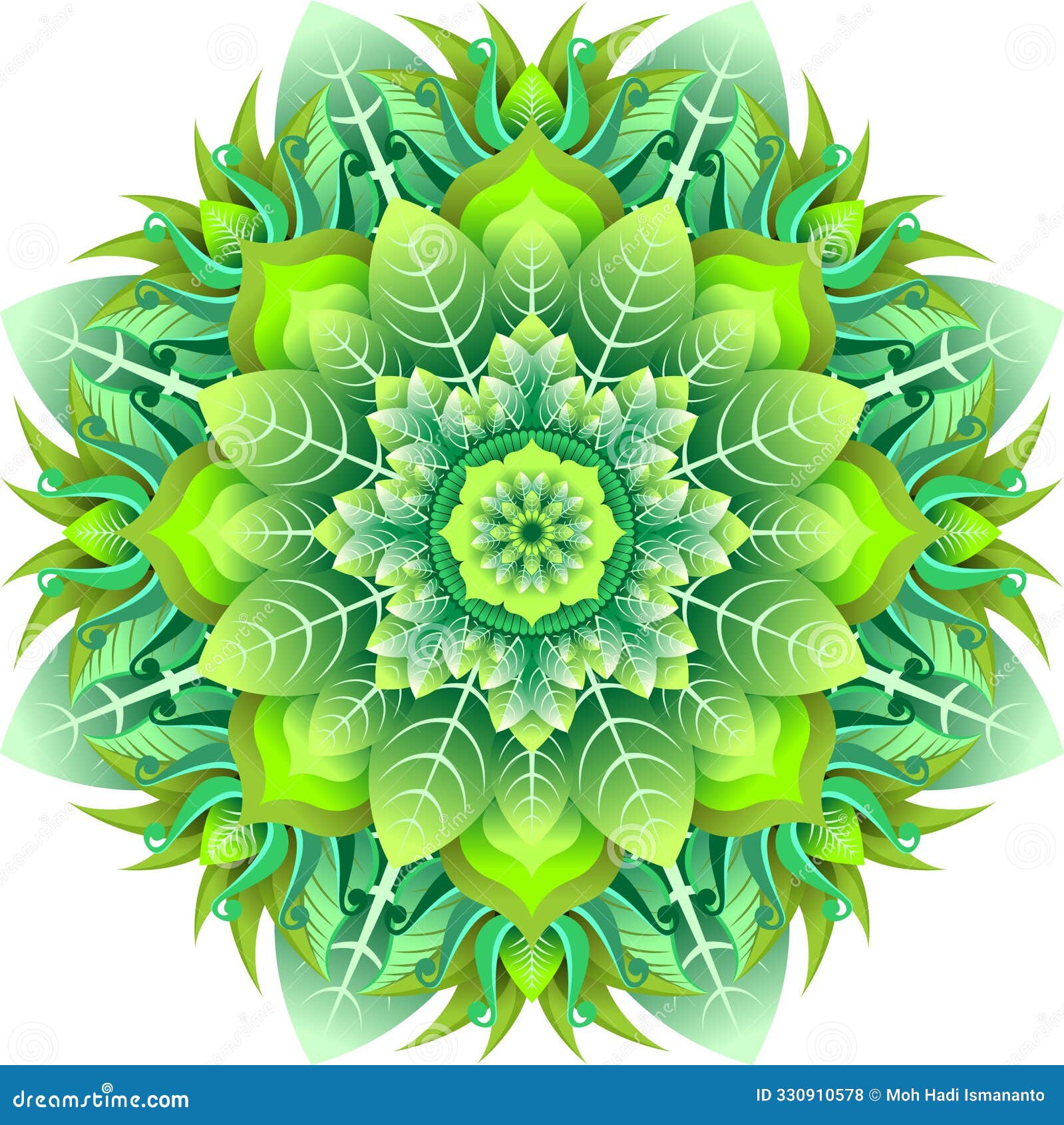 The Mandala Has a Leaf Theme, with the Dominant Color Green Stock ...