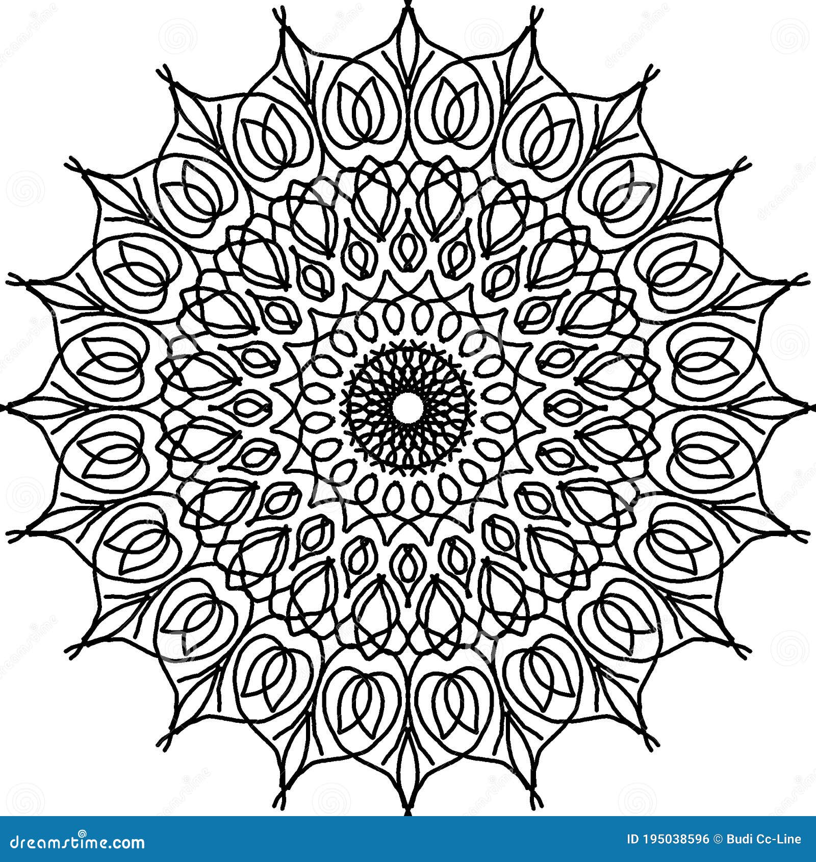 Mandala 20 degres line art stock photo. Image of sketch - 195038596