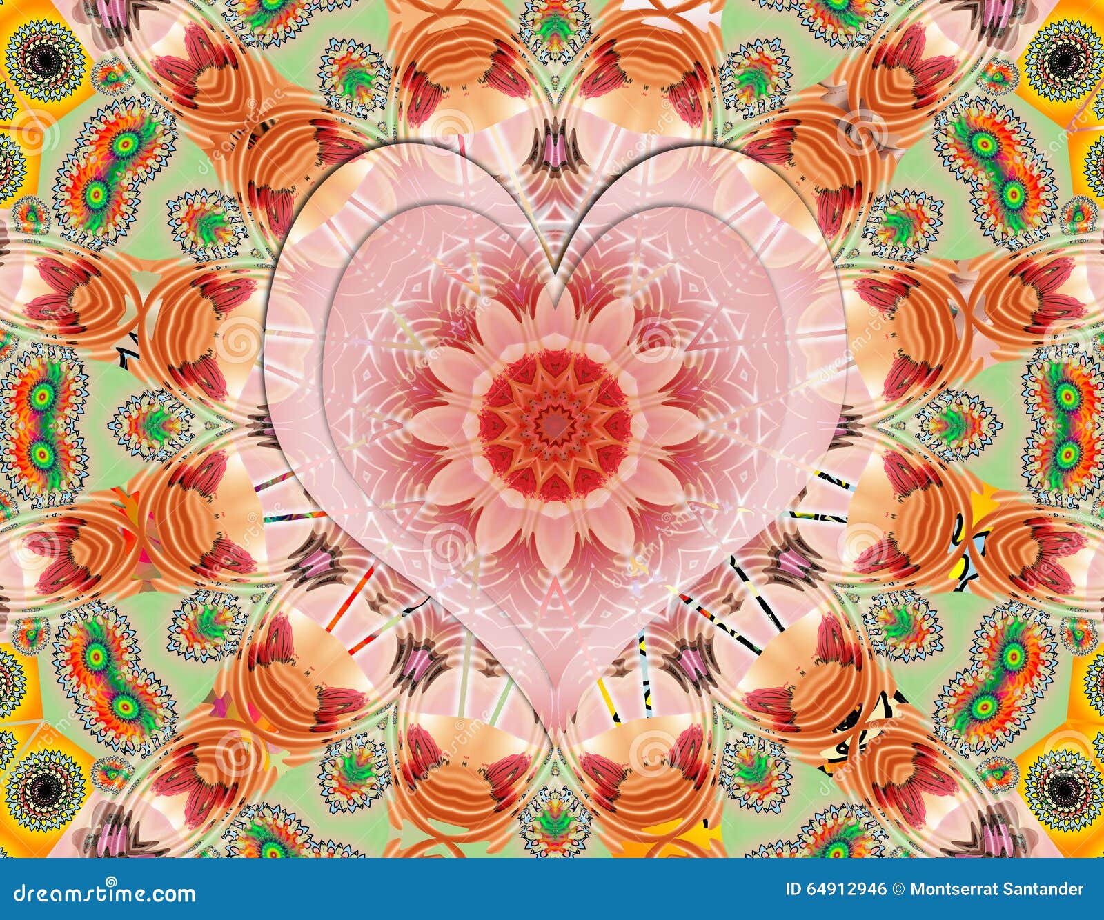 Mandala del amor stock de ilustración. Ilustración de travieso - 64912946