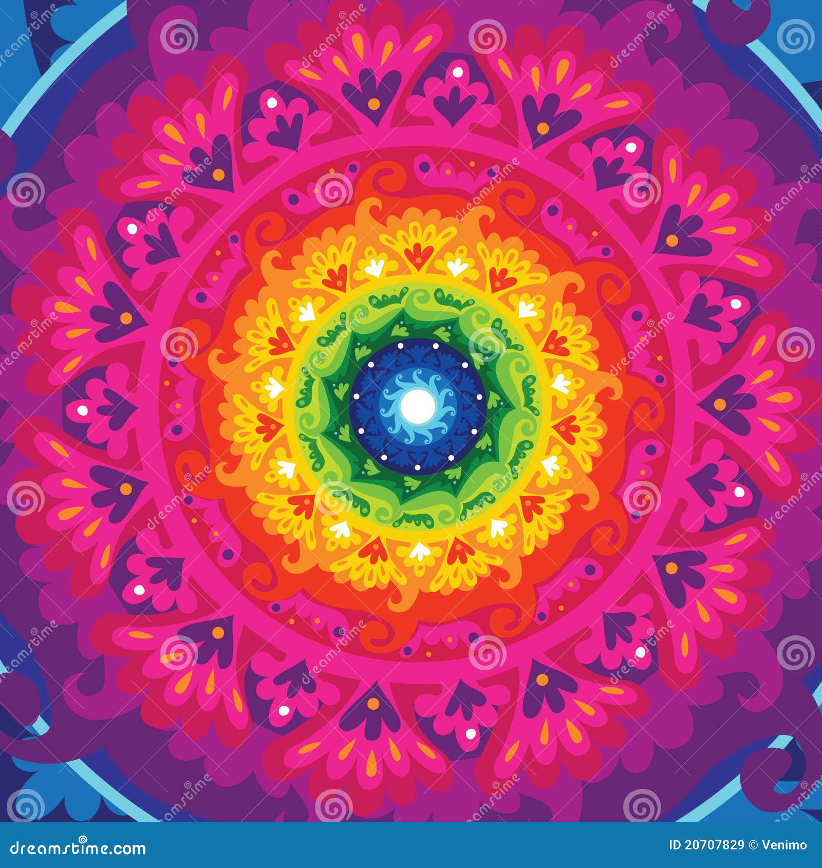Mandala Del Sole Del Rainbow Illustrazione Vettoriale - Illustrazione ...