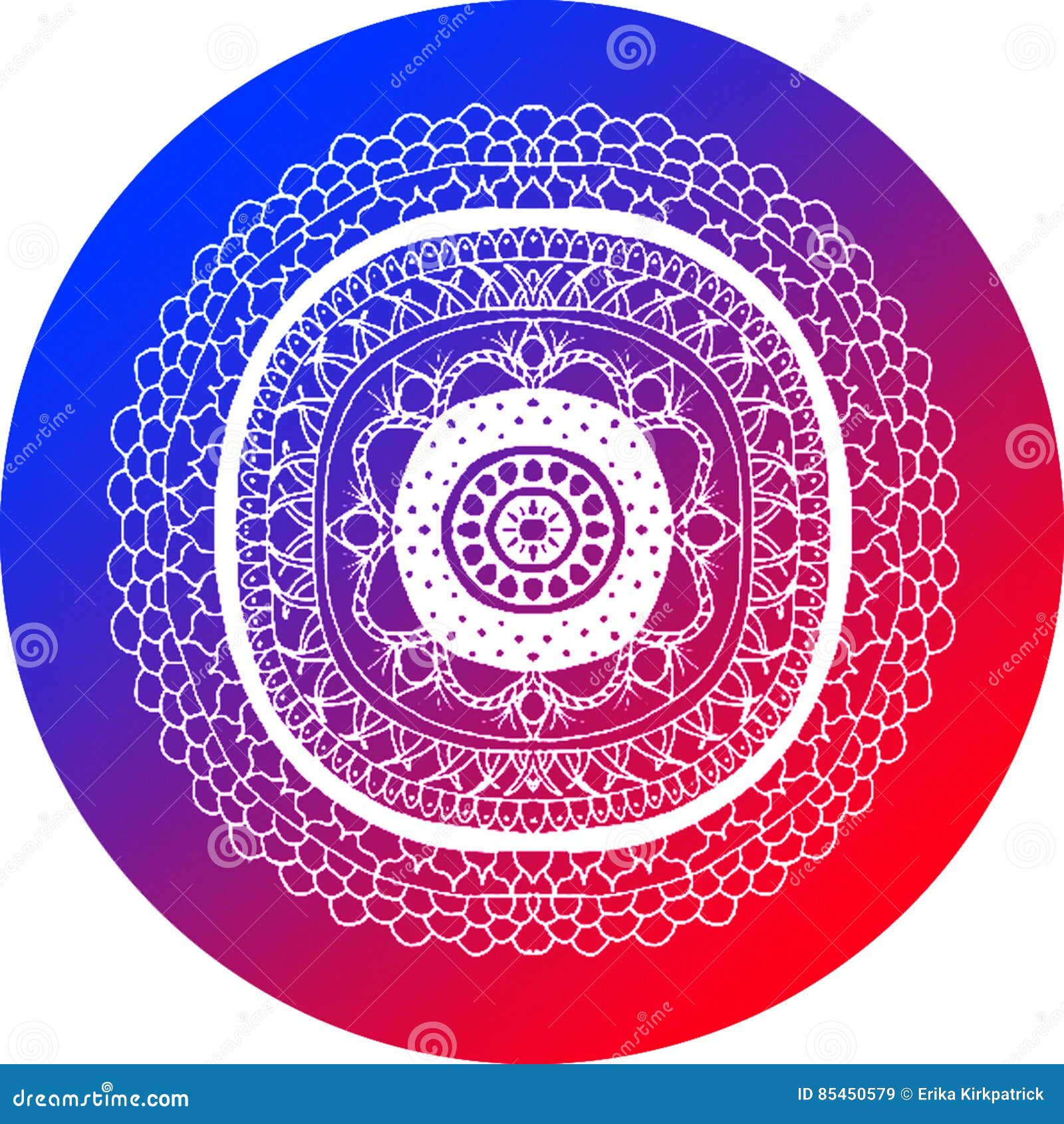 Mandala Design Blue and Red Circle Stock Illustration - Illustration of ...
