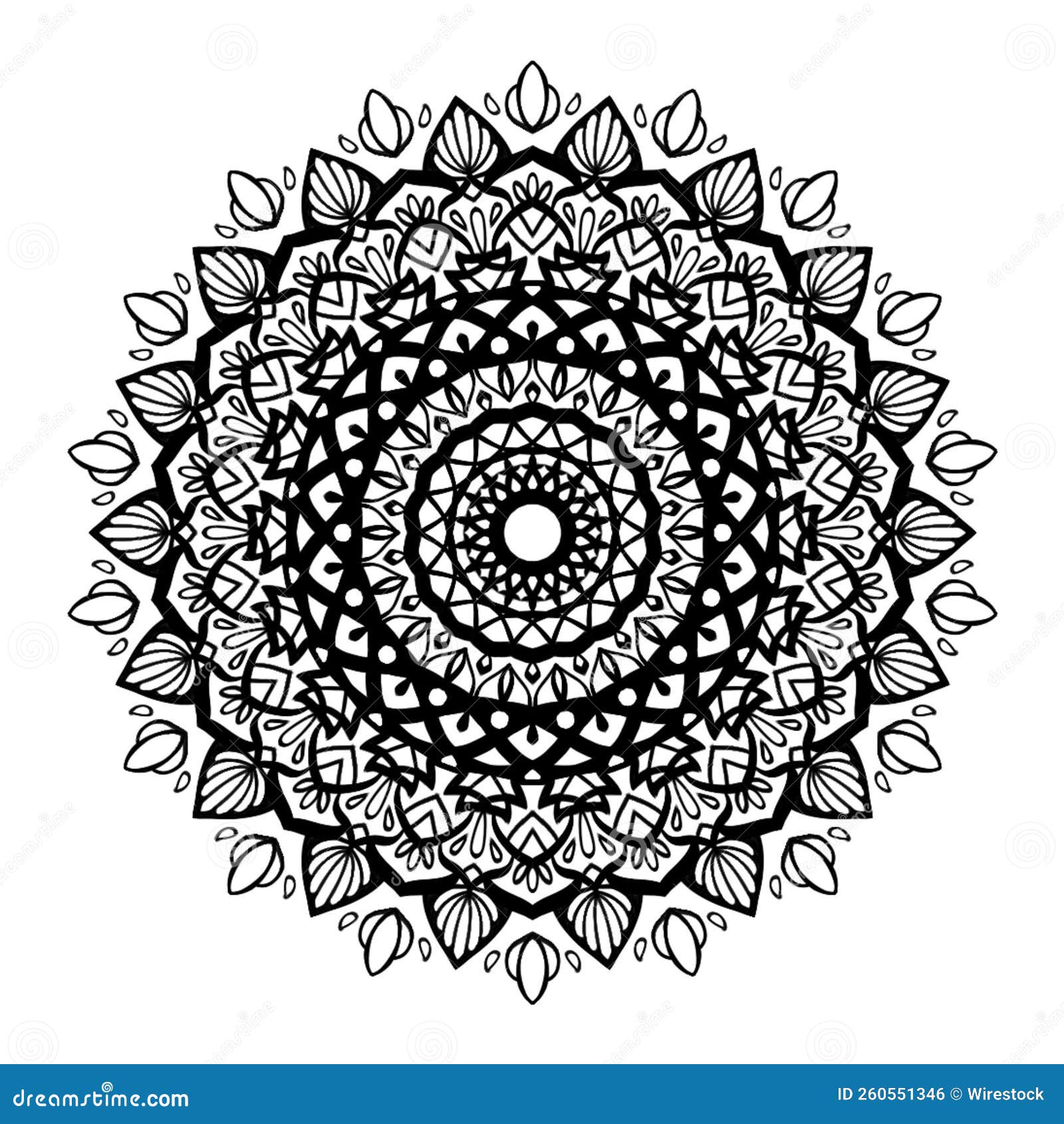 Mandala Design for a Coloring Book Stock Illustration - Illustration of ...