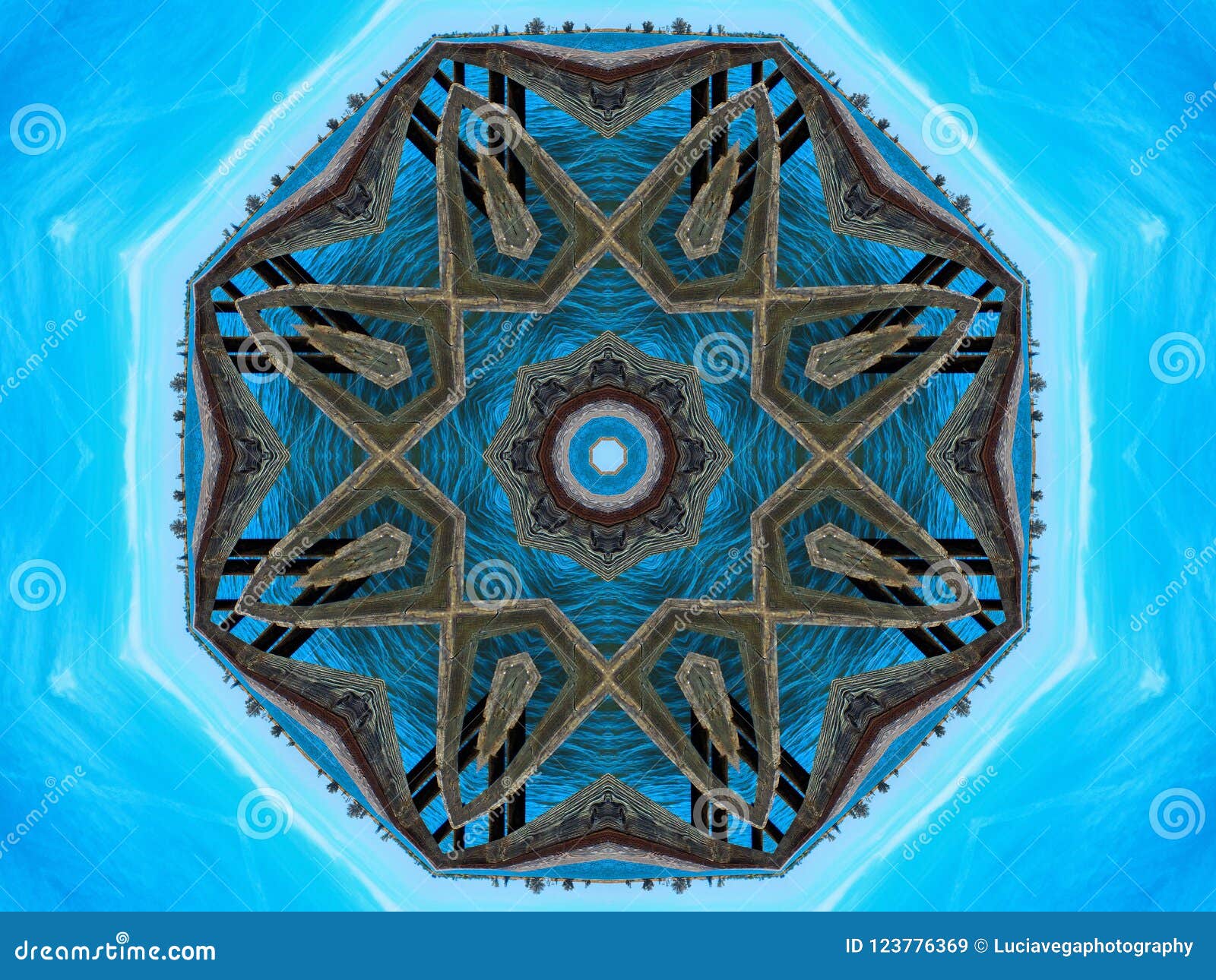 In the Ocean Mandal Hexagon Design Stock Image - Image of dreamy ...