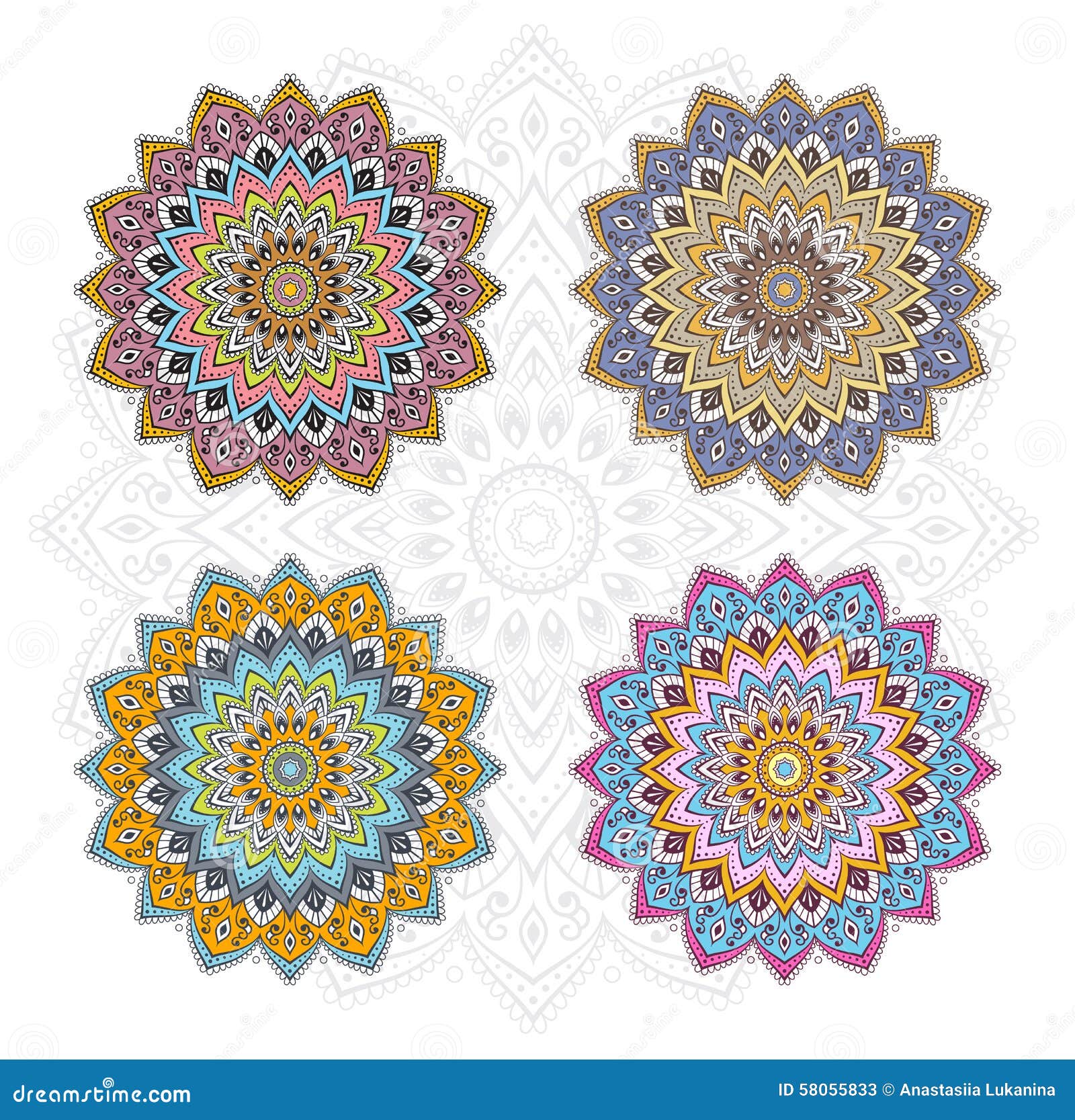 Mandala Different Color Set Stock Vector - Illustration of indian ...