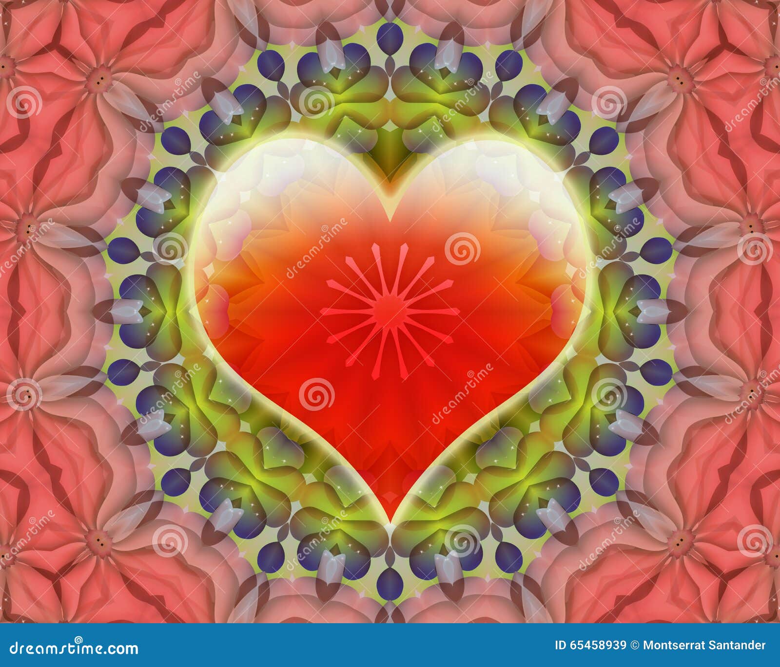 Mandala do amor ilustração stock. Ilustração de mandala - 65458939