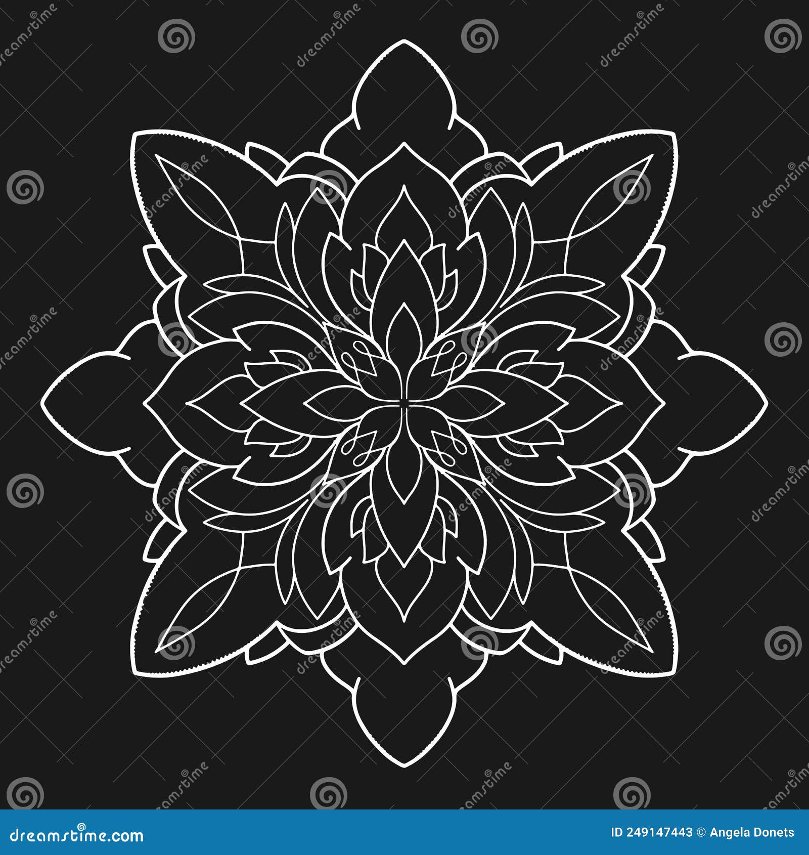 Mandala, East, India, Pattern, Decoration, White, Black Background ...