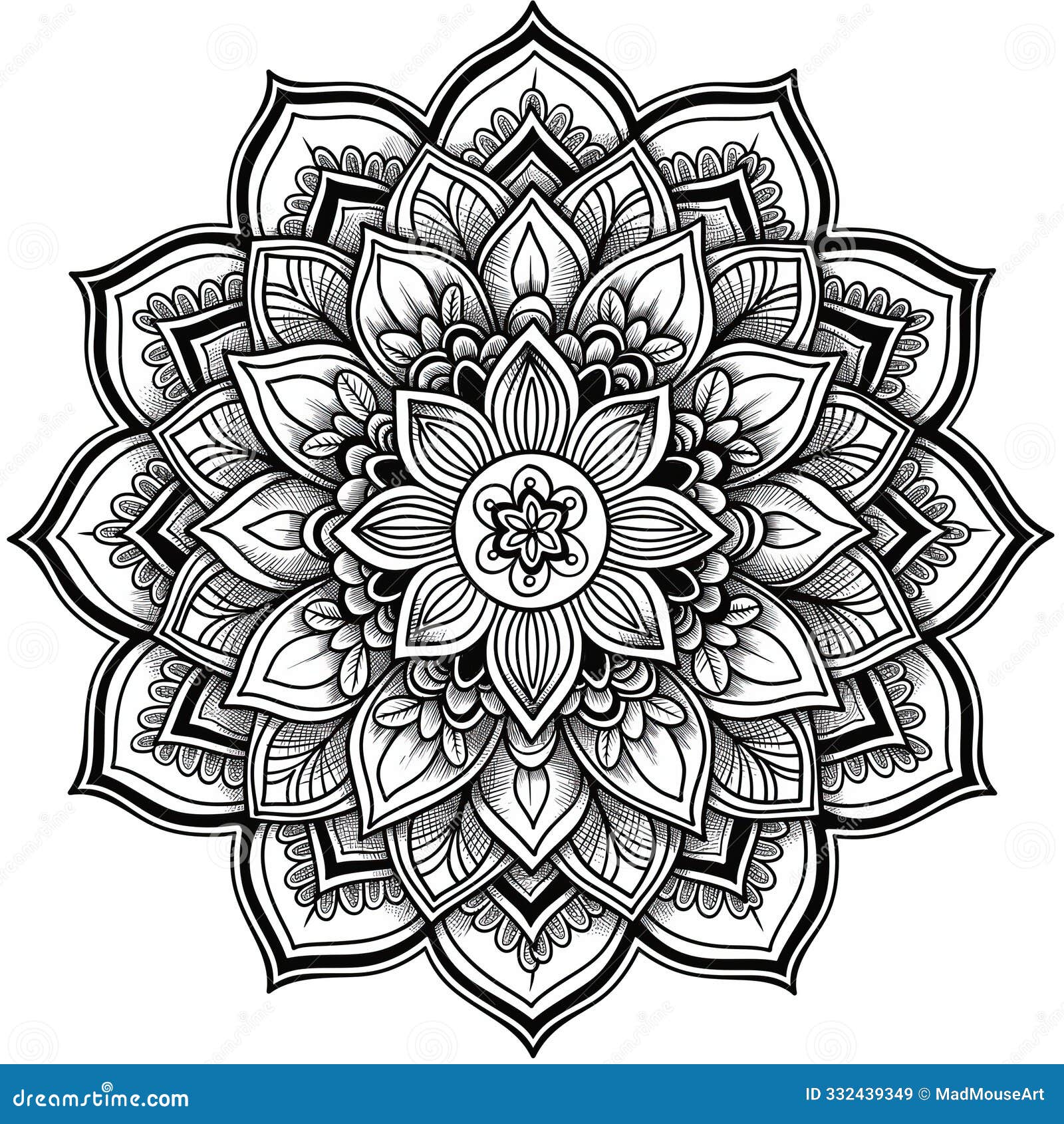 Mandala In Outlines On Chaotic Pattern Royalty-Free Stock Photo ...
