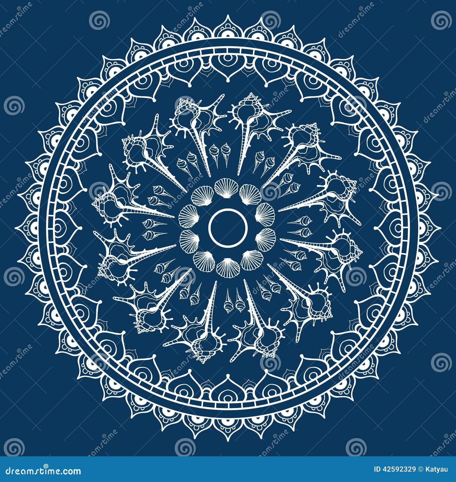 Mandala Fait De Coquillages Illustration de Vecteur - Illustration du ...