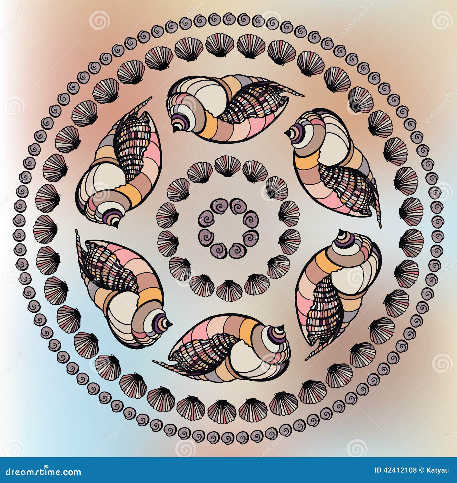 Mandala Feita Das Conchas Do Mar Ilustração do Vetor - Ilustração de ...