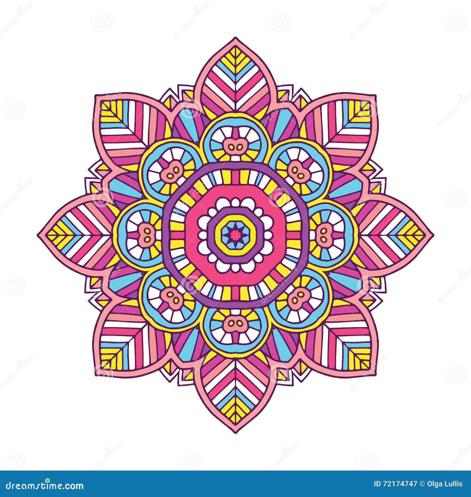 Mandala floreale colorata illustrazione vettoriale. Illustrazione di ...
