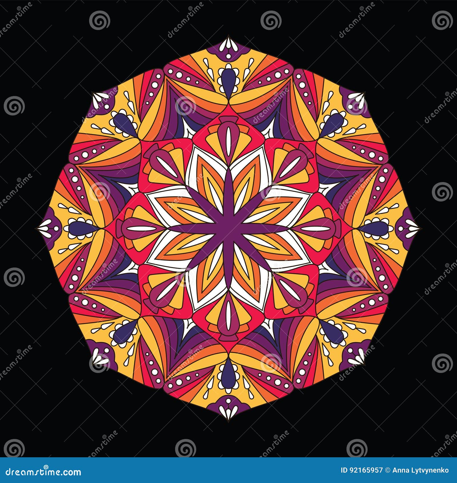 Mandala flower design stock illustration. Illustration of design - 92165957