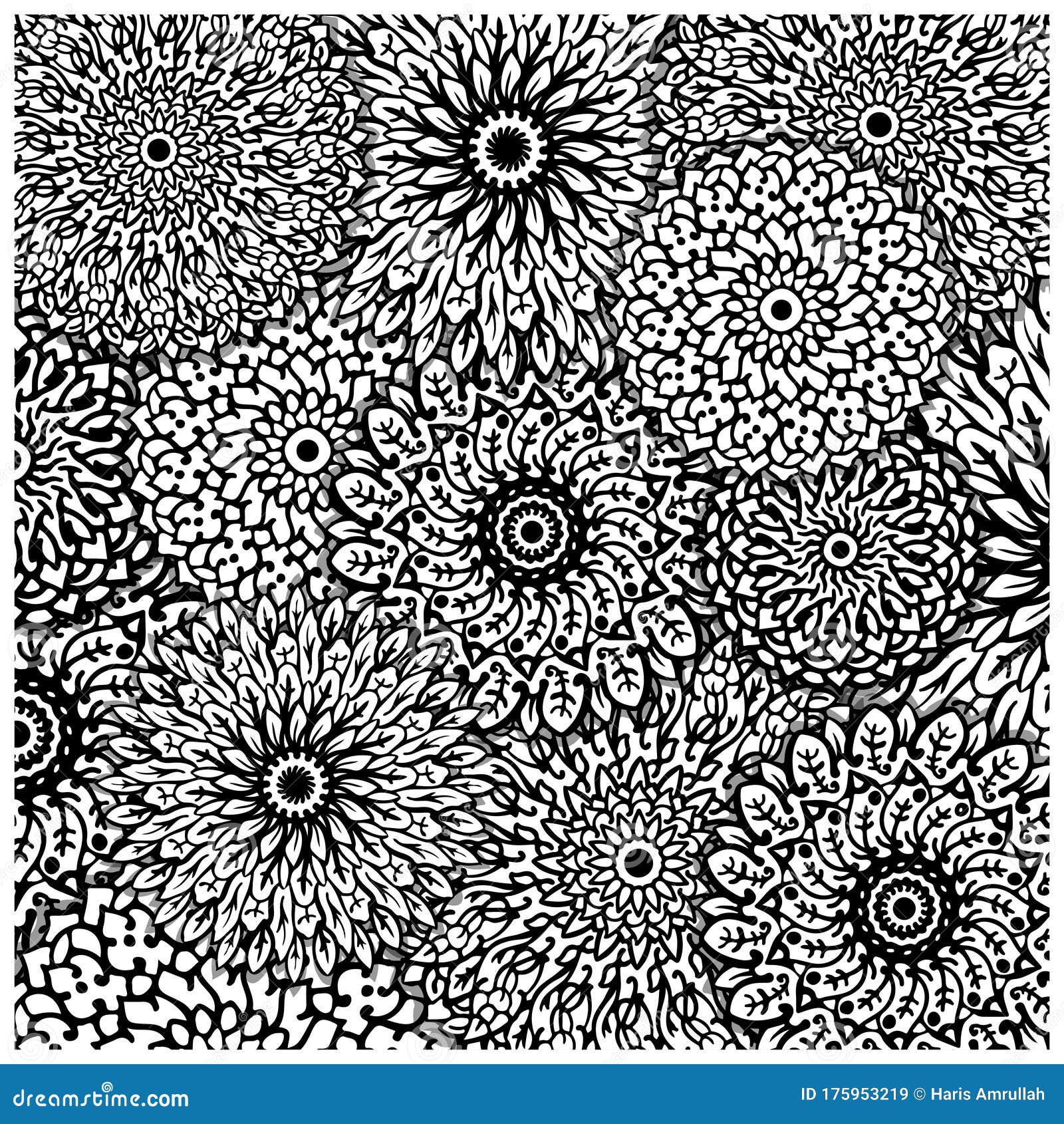 Mandala Flower Doodle, Intricately Arranged Pattern for Cover, Line Art ...