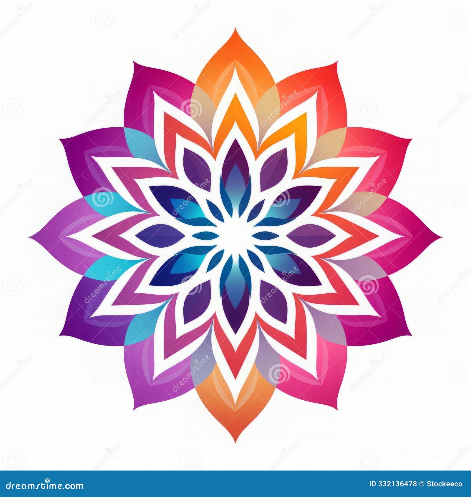 Minimalistic Mandalas Flower Icon Pattern on White Background Stock ...