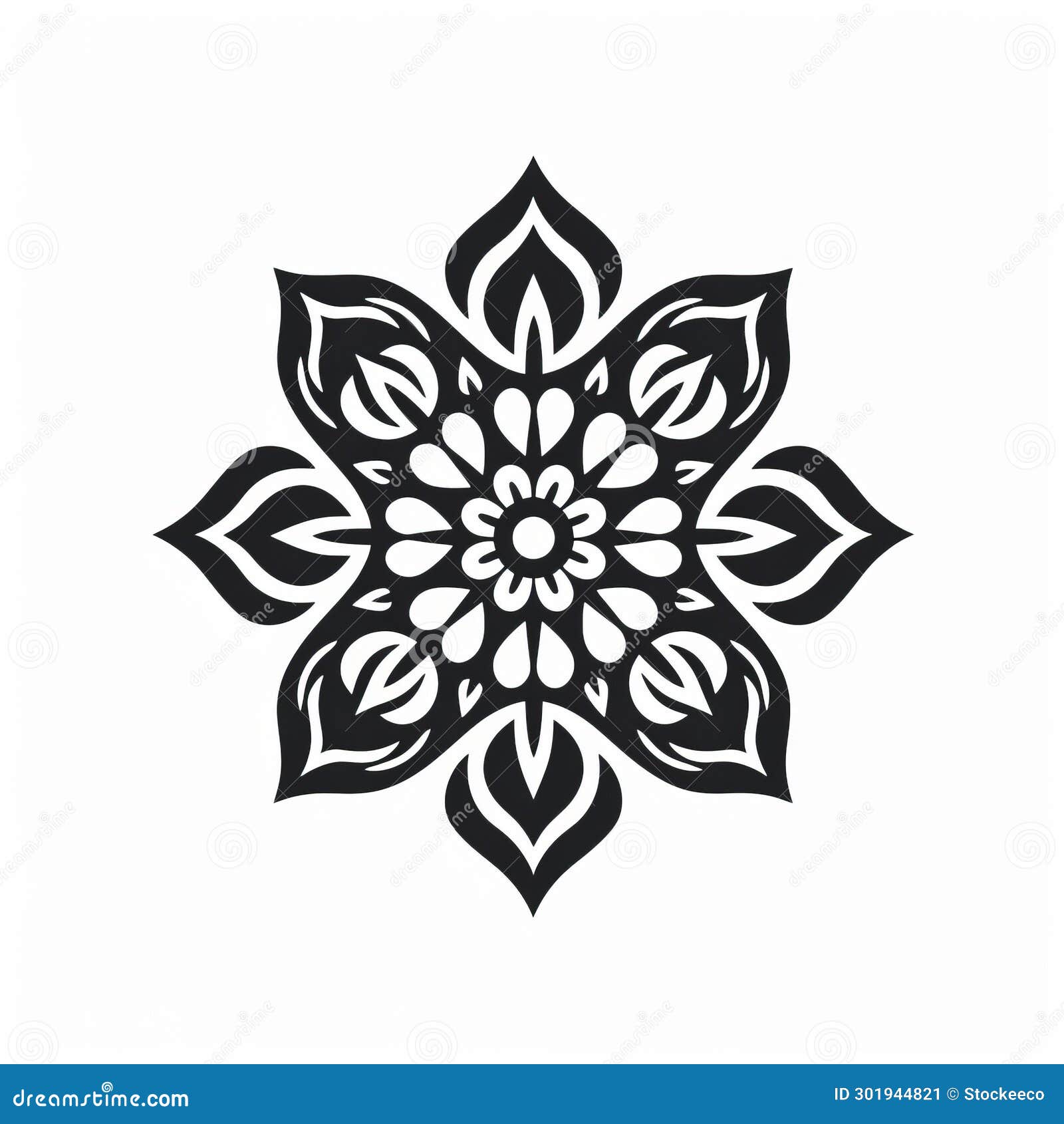 Mandala Flower Icon Vector Pattern with Emphasis on Negative Space ...