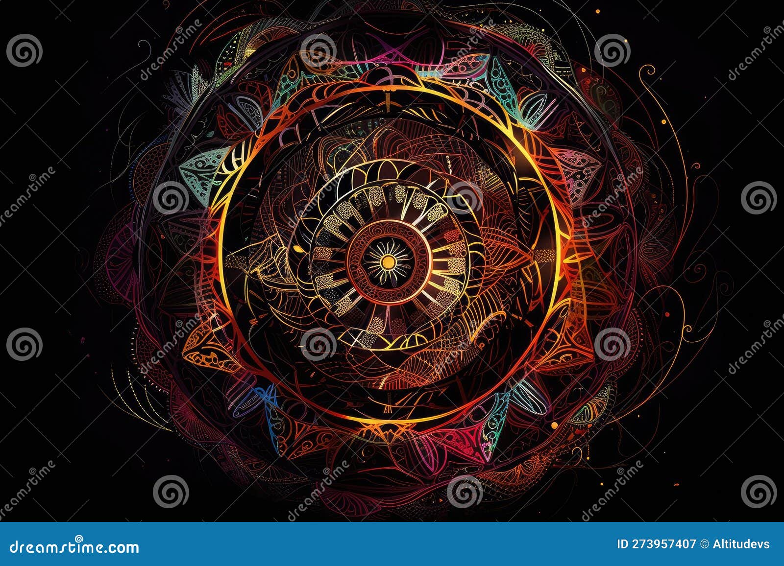 A Mandala with Flowing Lines, Representing the Cycle of Life Stock ...