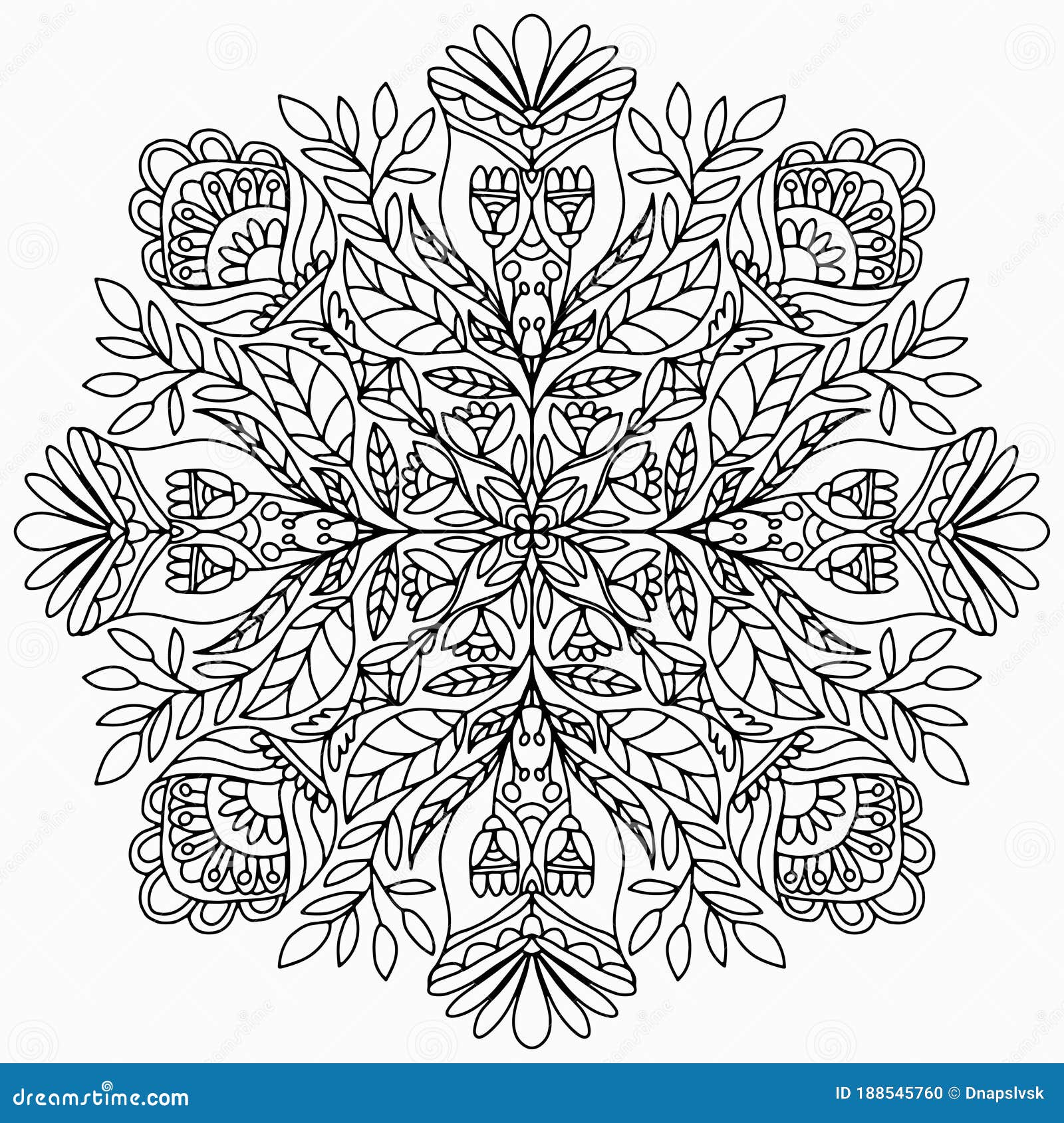 Mandala with Folk Style Floral Ornaments Drawn on a White Background ...