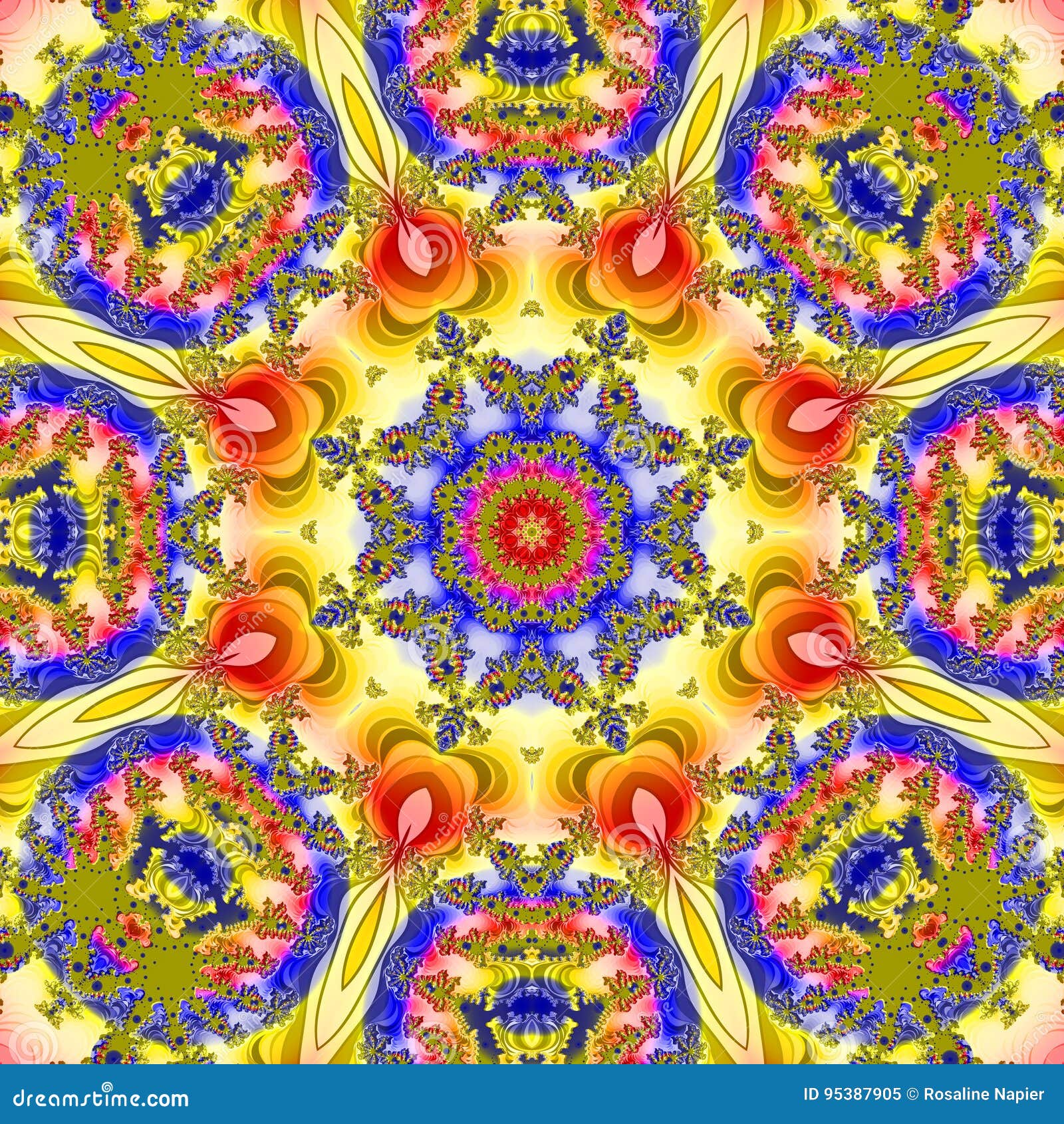 Mandala fractal stock illustration. Illustration of kaleidoscope - 95387905