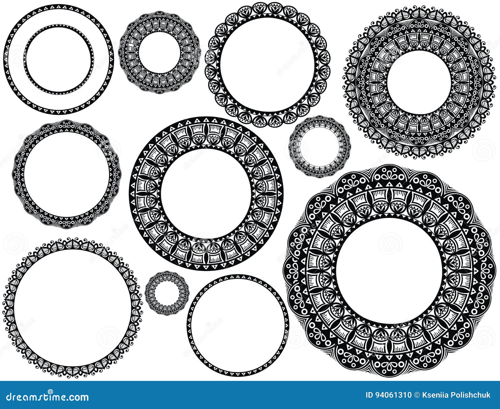 Mandala.Frame elements stock vector. Illustration of drawing - 94061310
