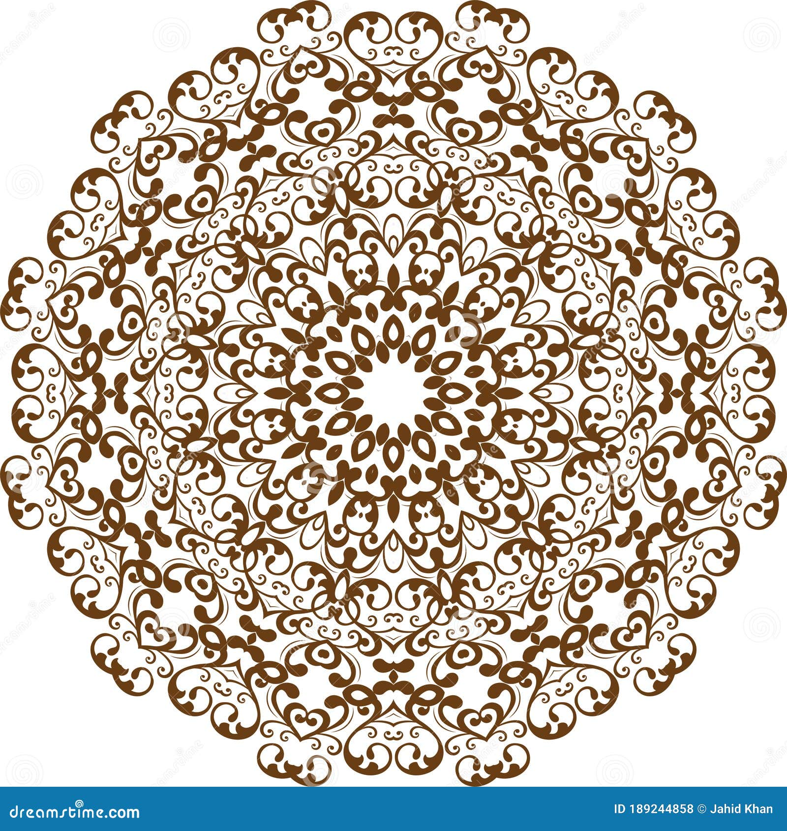 Mandala Design in a White Background.Deep Brown Color Decorative Design ...