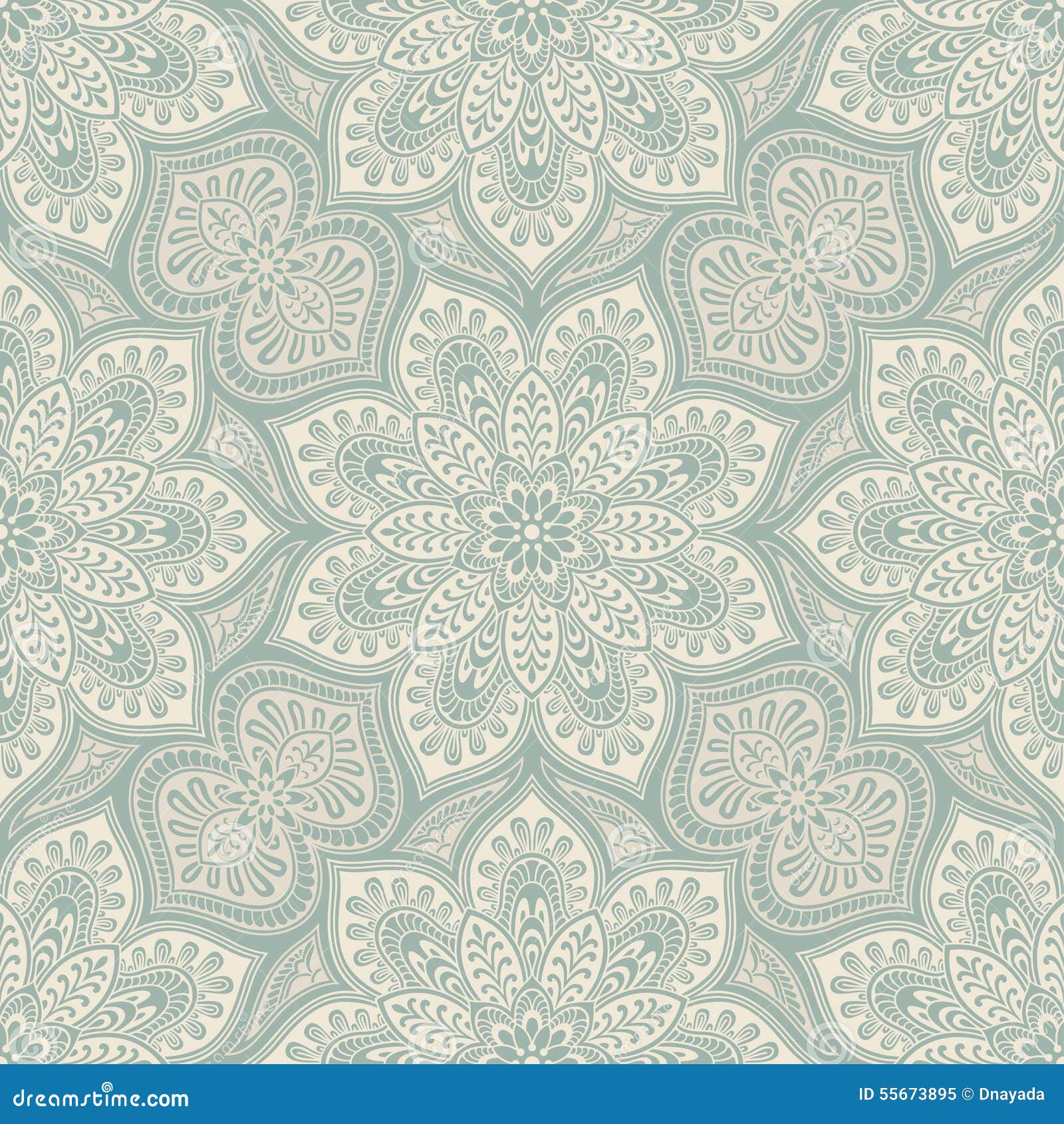 Mandala Geometric Pattern, Blue and Beige Stock Vector - Illustration ...