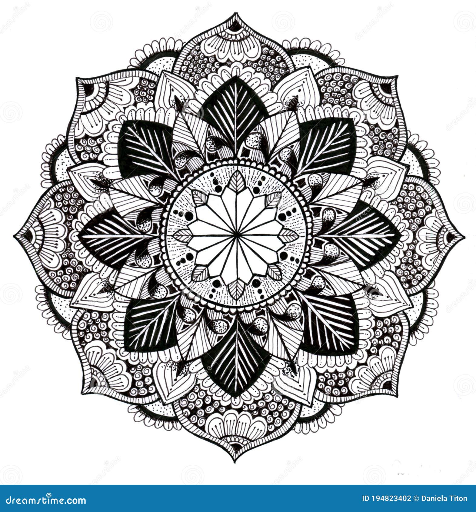 Mandala handmade draw stock illustration. Illustration of geometric ...