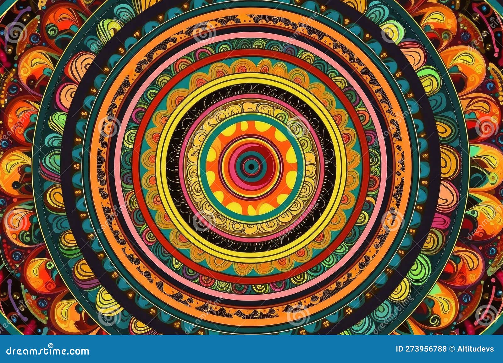Mandala with Hypnotic Spirals, Shapes and Colors Stock Illustration ...