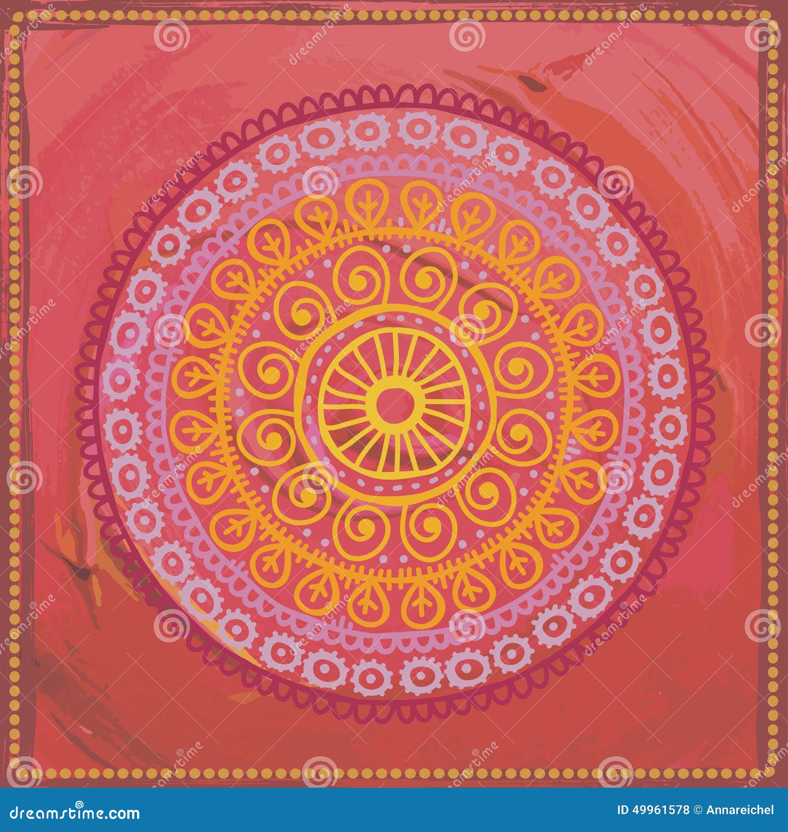 Mandala Indiana Disegnata a Mano Illustrazione Vettoriale ...