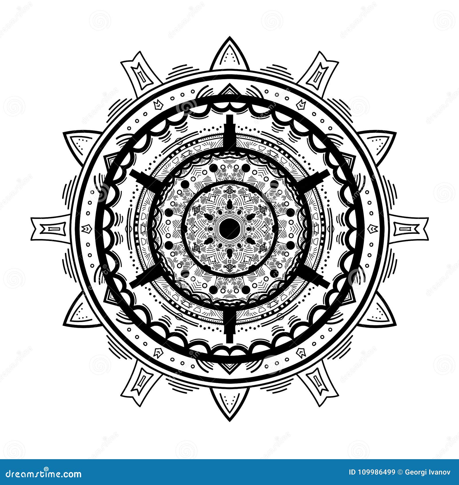 Mandala Inspired Pattern. Isolated on White Stock Vector - Illustration ...