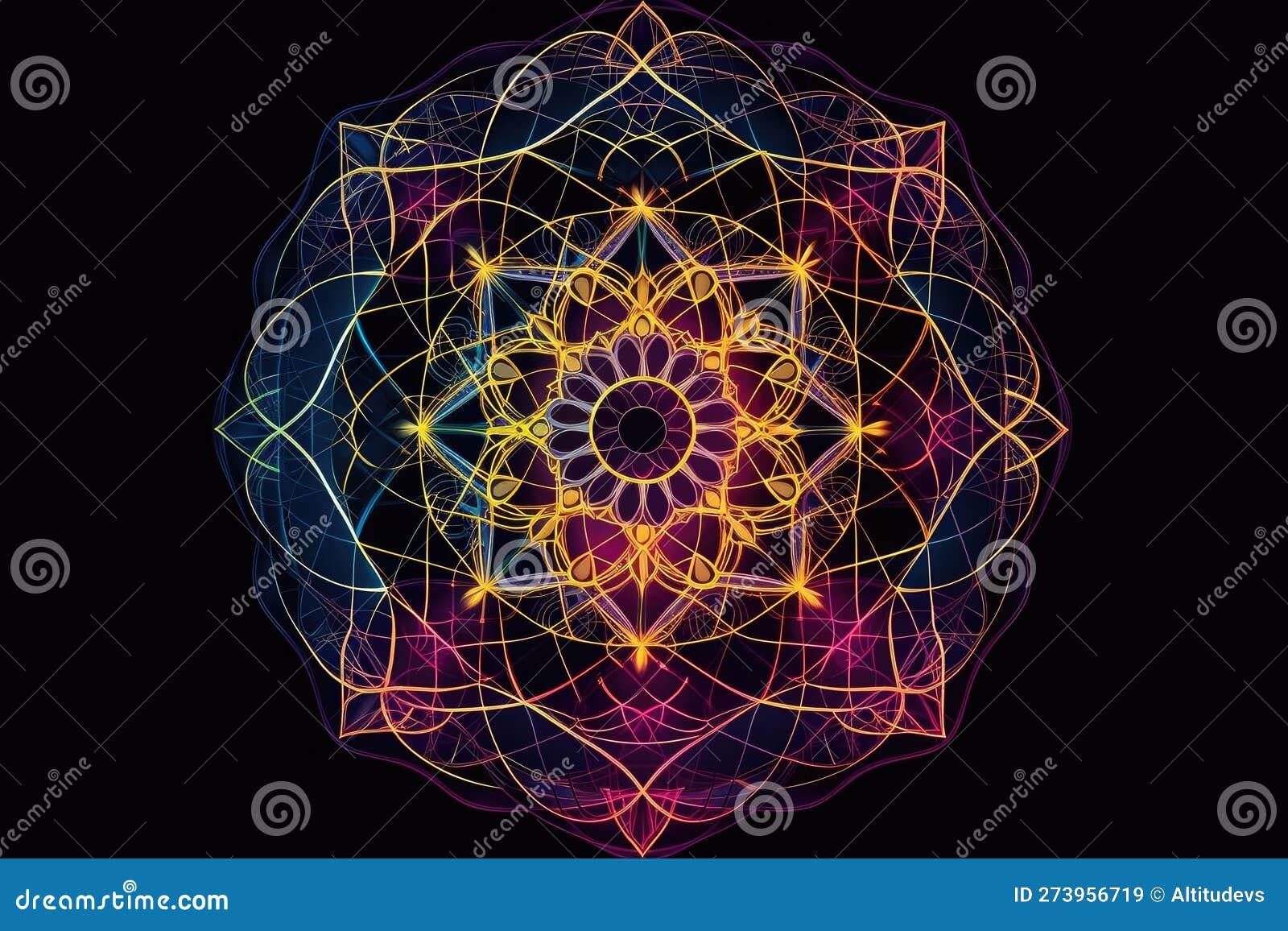 Mandala of Interconnected Sacred Geometry Shapes and Patterns Stock ...