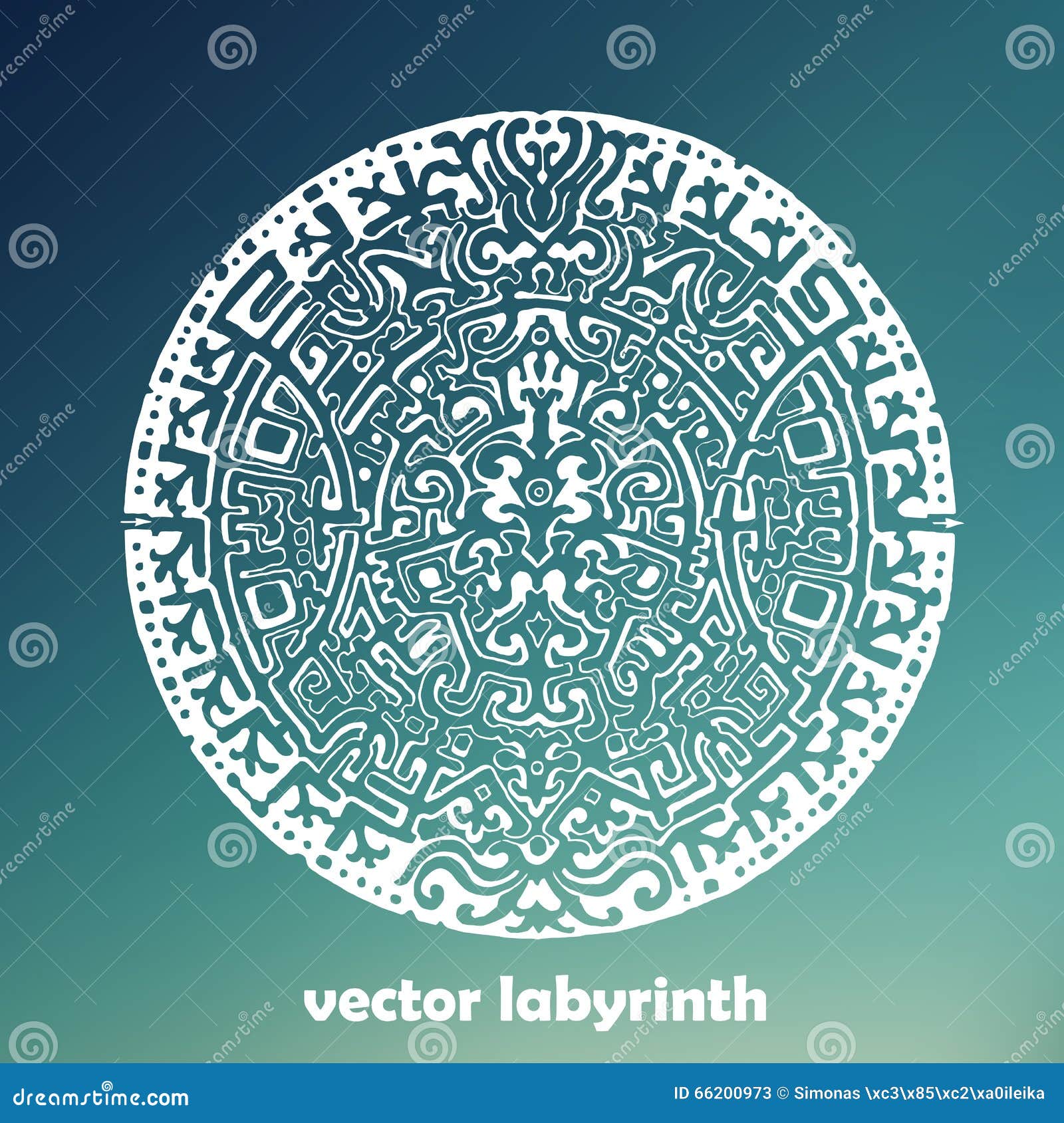 Mandala Labyrinth Abstract Outline Ornament Task. Find the Right Stock ...