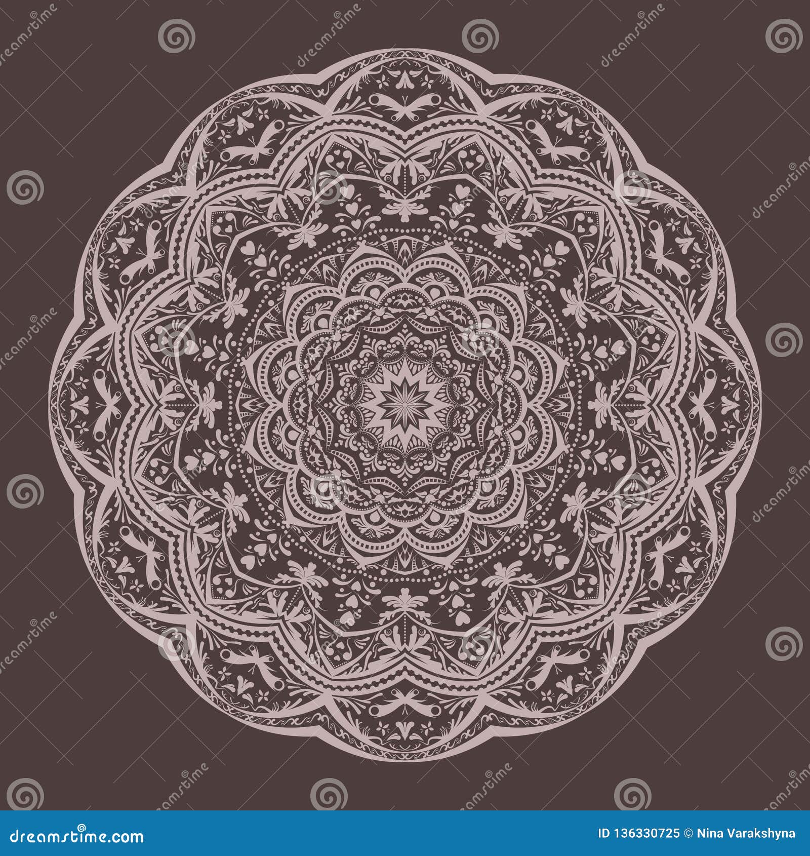 Mandala Lace Pattern Brown Vector Stock Vector - Illustration of ...