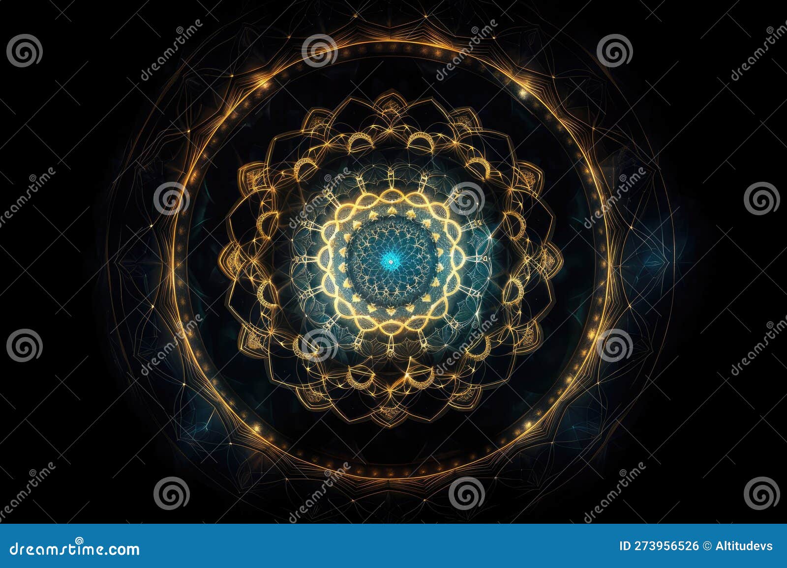 Mandala of Light Shining through the Darkness, Surrounded by Sacred ...
