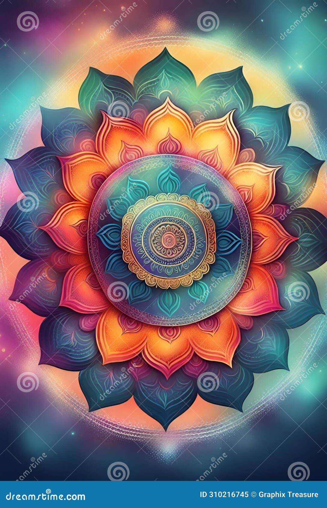 Mandala Lotus Flower Drawing on Shiny Background Generative AI Stock ...