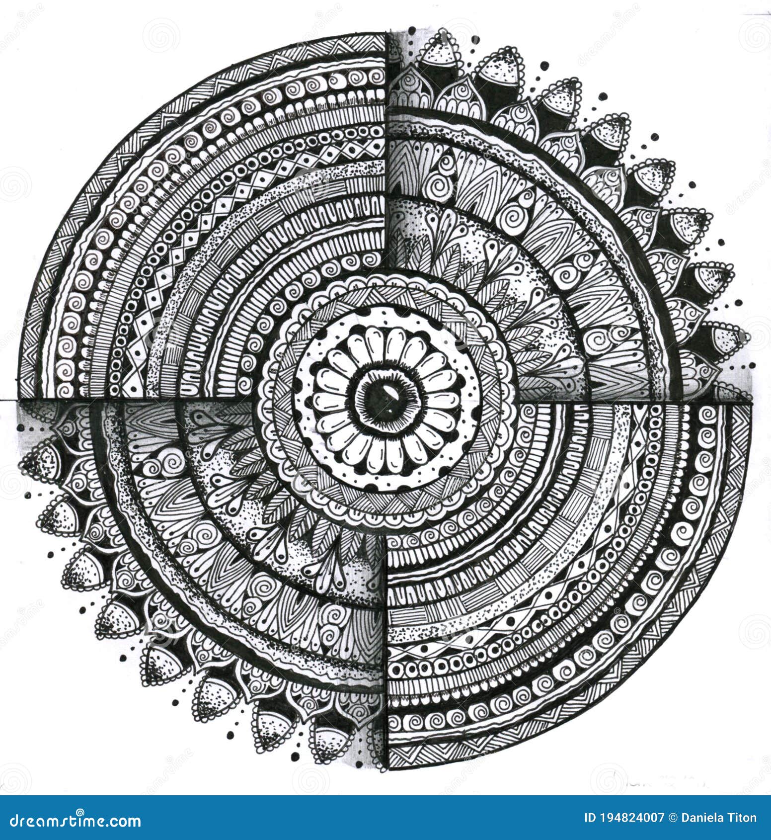 Mandala handmade draw stock illustration. Illustration of textures ...