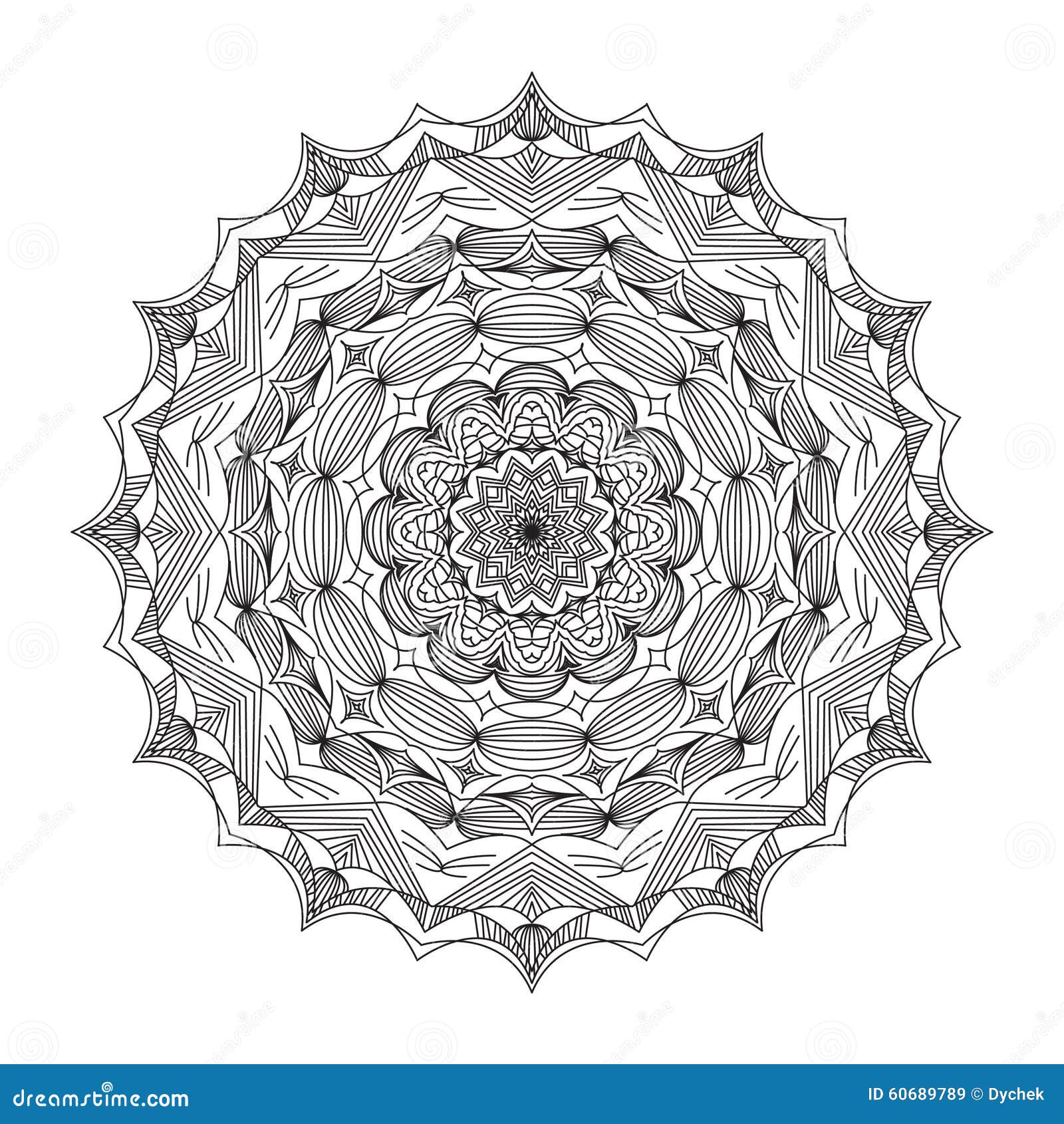 A mandala made of lines. stock vector. Illustration of ornament - 60689789