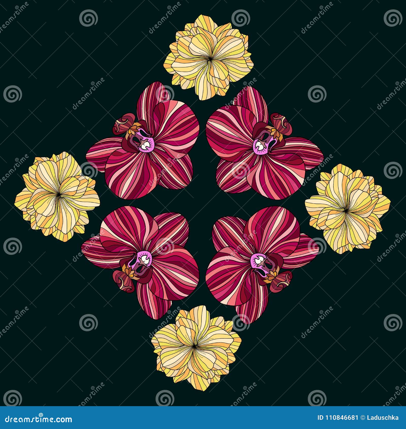 Mandala Medieval De La Flor Del Estilo Ilustración del Vector ...