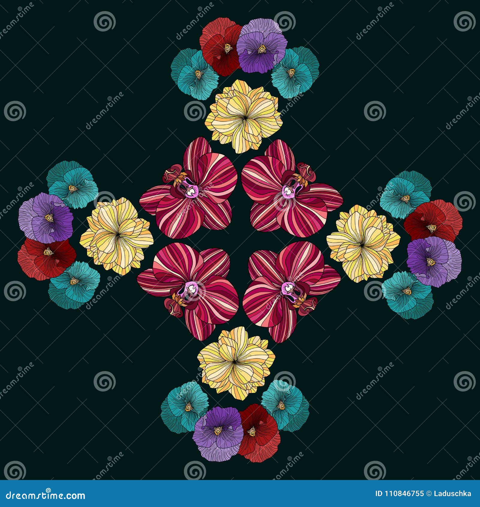 Mandala Medieval De La Flor Del Estilo Ilustración del Vector ...