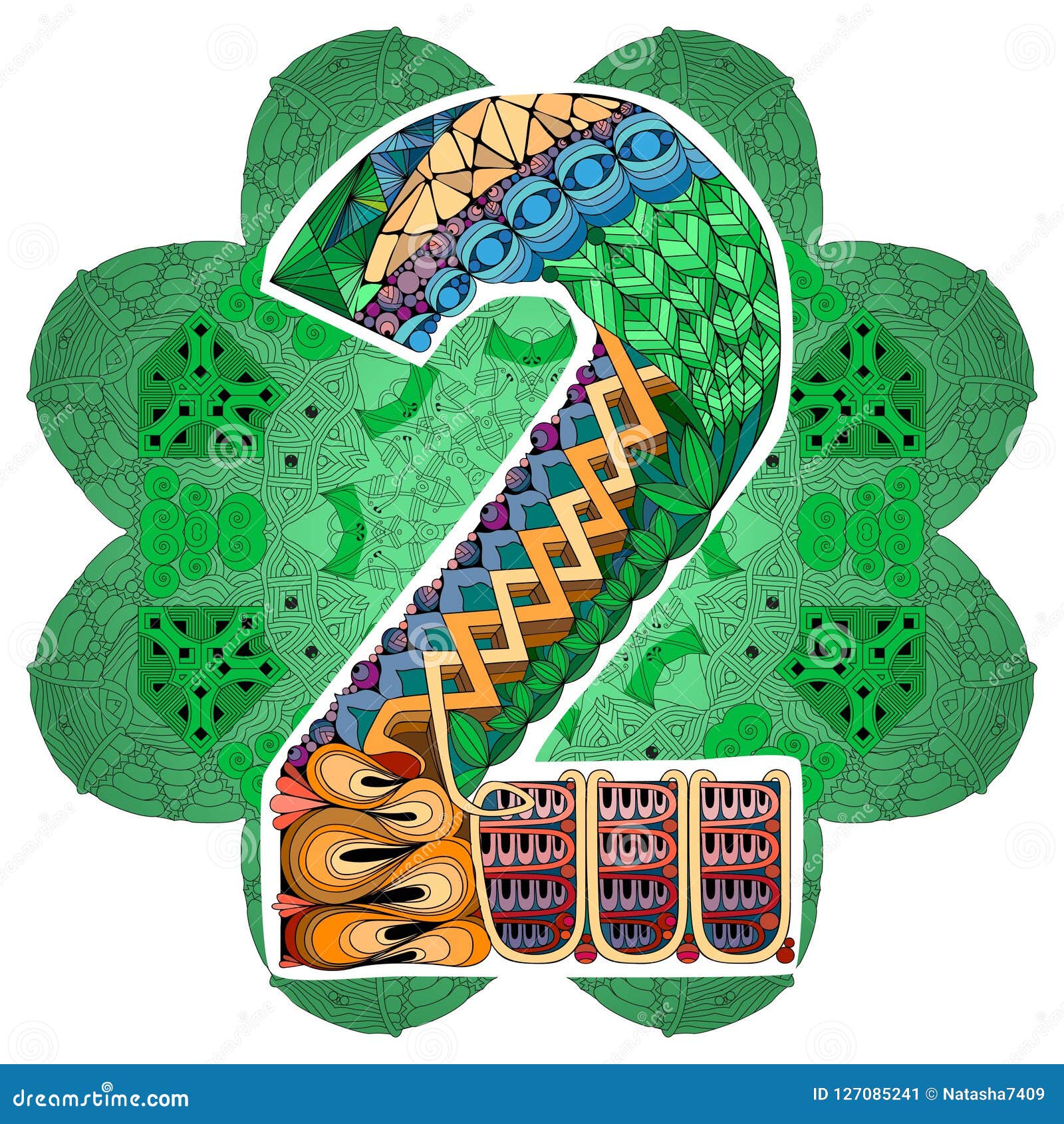 Mandala With Numero Eight For Coloring. Vector Decorative Zentangle ...