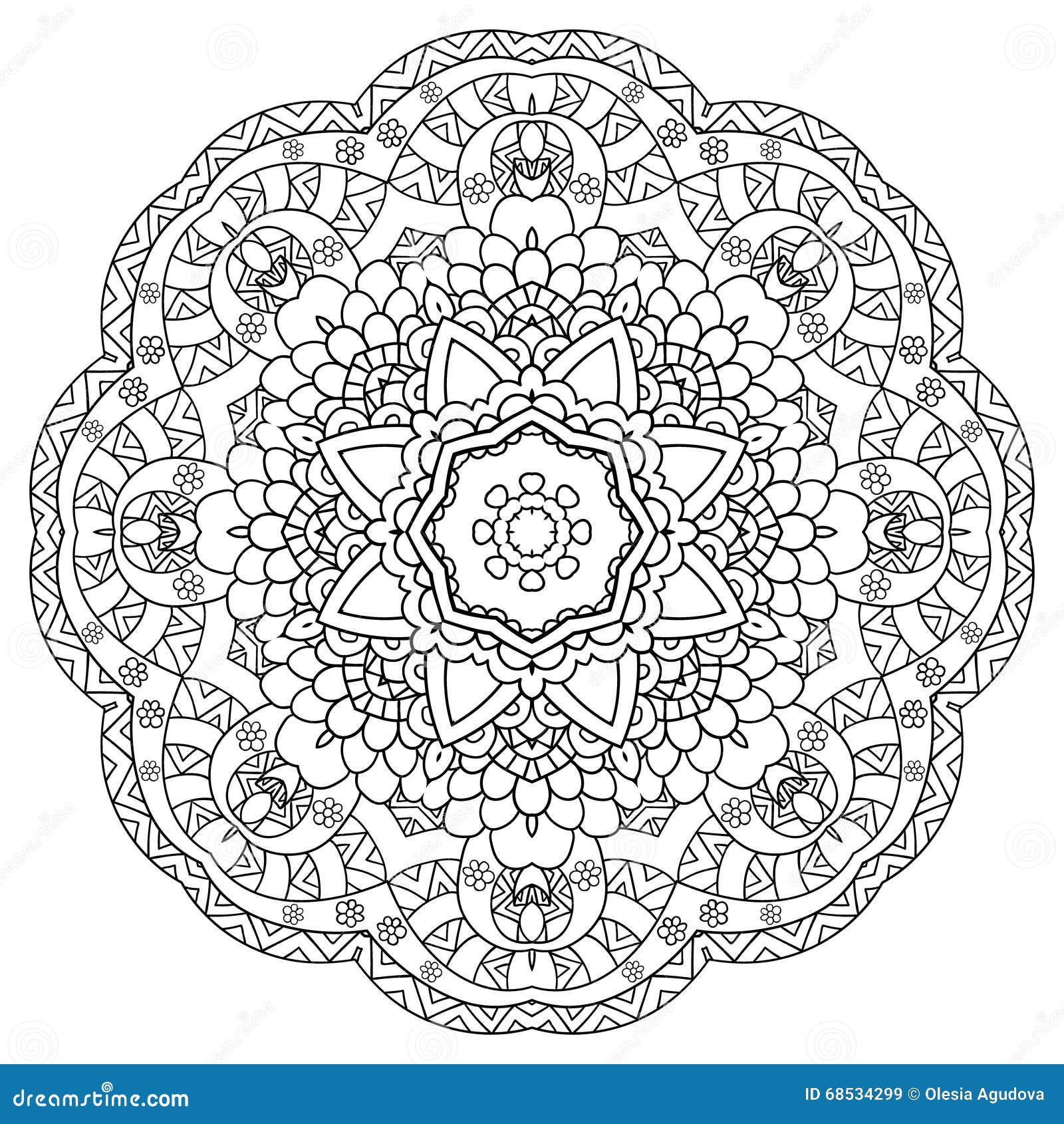 Mandala Ornamento redondo ilustração do vetor. Ilustração de hena ...