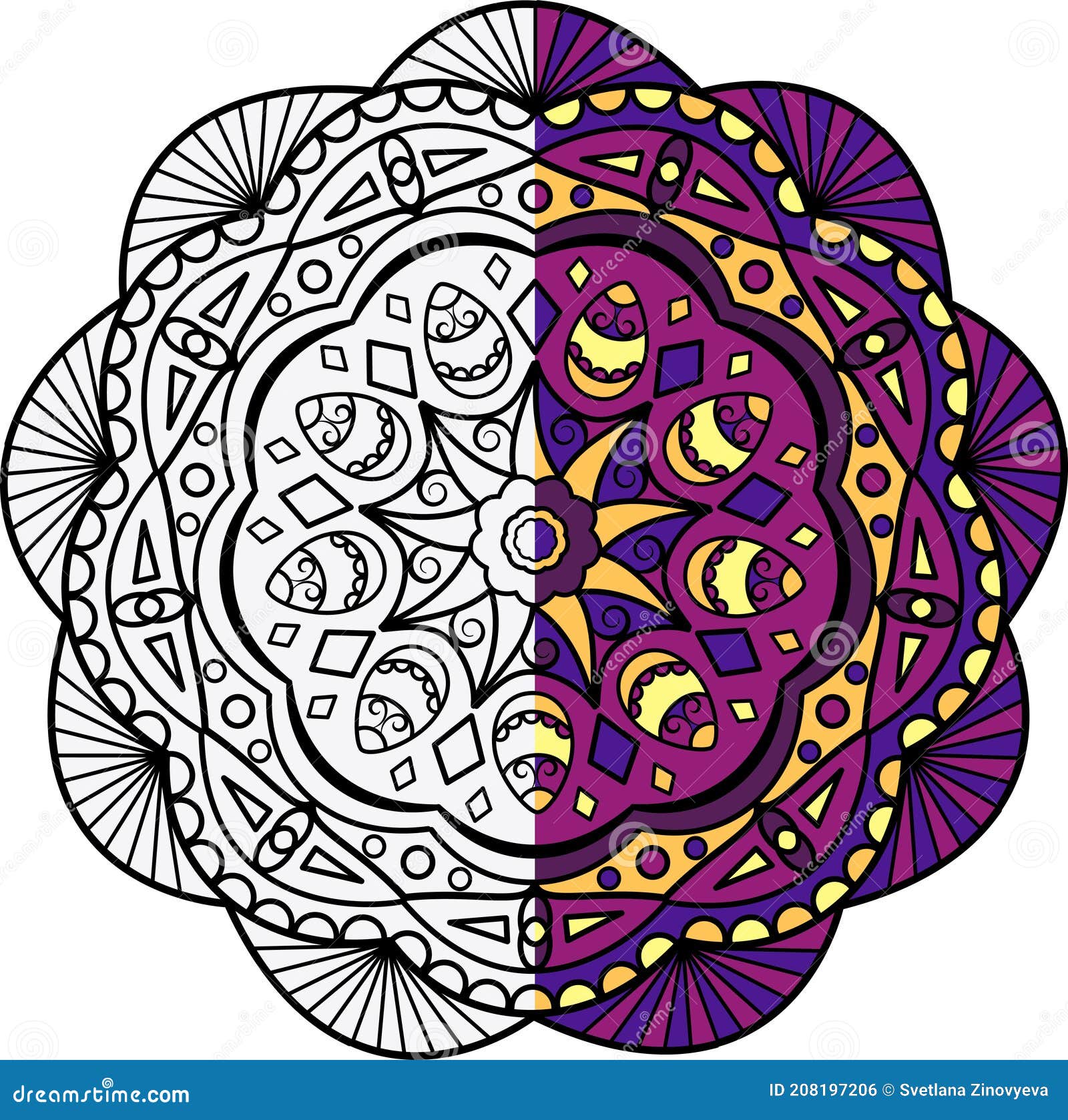 Mandala is Painted in Half. Stock Vector - Illustration of identity ...